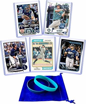 Amazon.com: Cal Raleigh Cards (5) Assorted Baseball Card Gift Pack ...