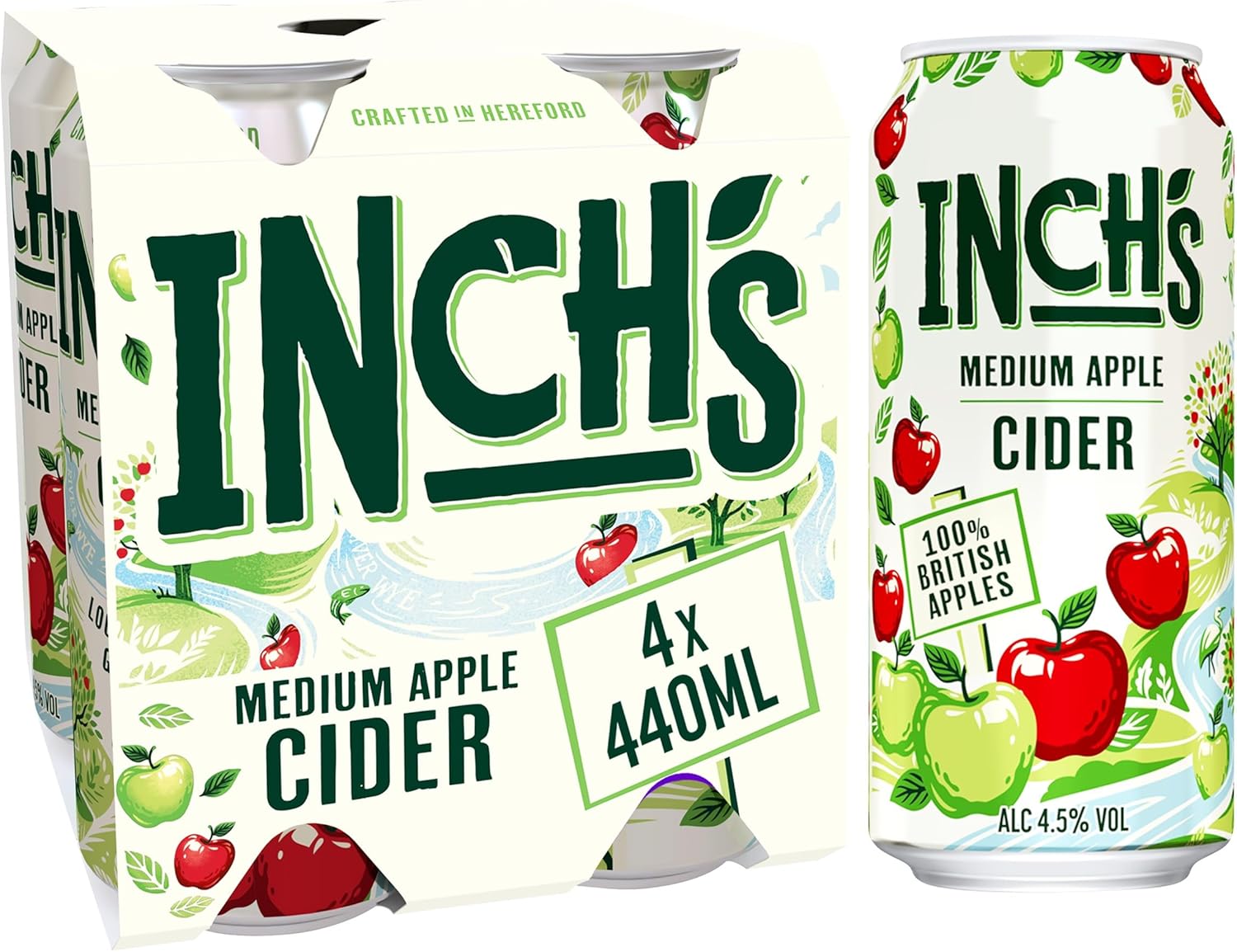 Inch's Medium Apple Cider Can 4 x 440ml 4.5% ABV Multipack Locally ...