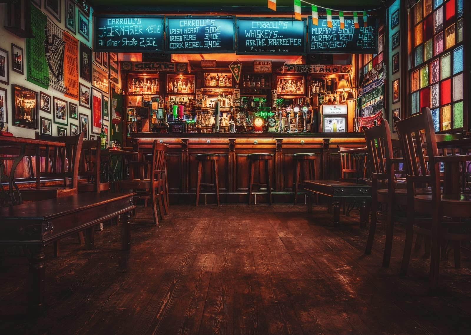 Amazon.com : BELECO 9x6ft Fabric Irish Pub Backdrop the Temple Bar Cafe ...