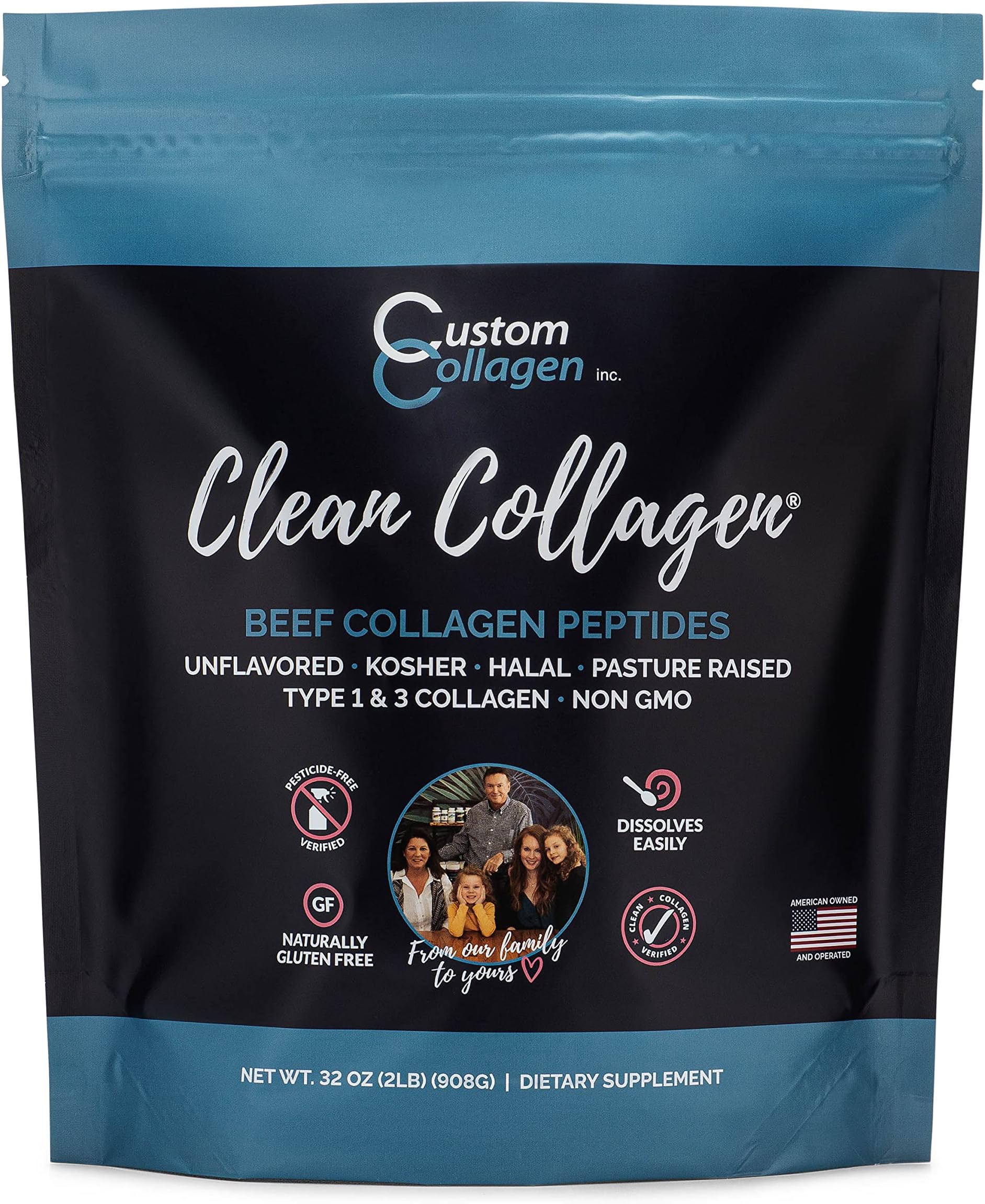 Amazon.com: Collagen Peptides Powder 2lb (32oz) Pouch - Clean Collagen ...