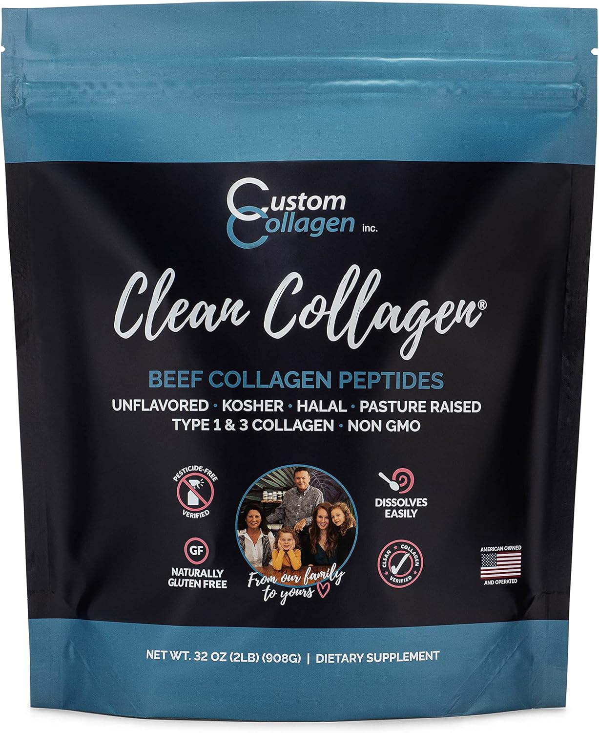 Amazon.com: Collagen Peptides Powder 2lb (32oz) Pouch - Clean Collagen ...