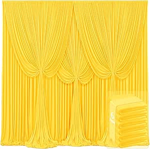 Amazon.com : 6 Panels Yellow Backdrop Curtains for Wedding Party ...