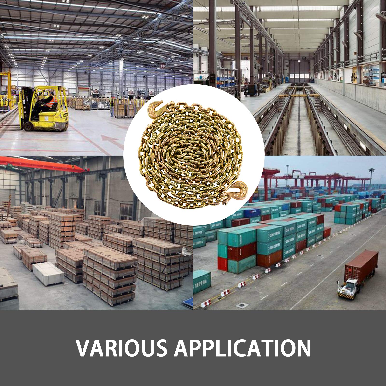 BestEquip 2 Pack Grade 70 Chain 3/8" x 20' Heavy Duty Chain with Safety ...