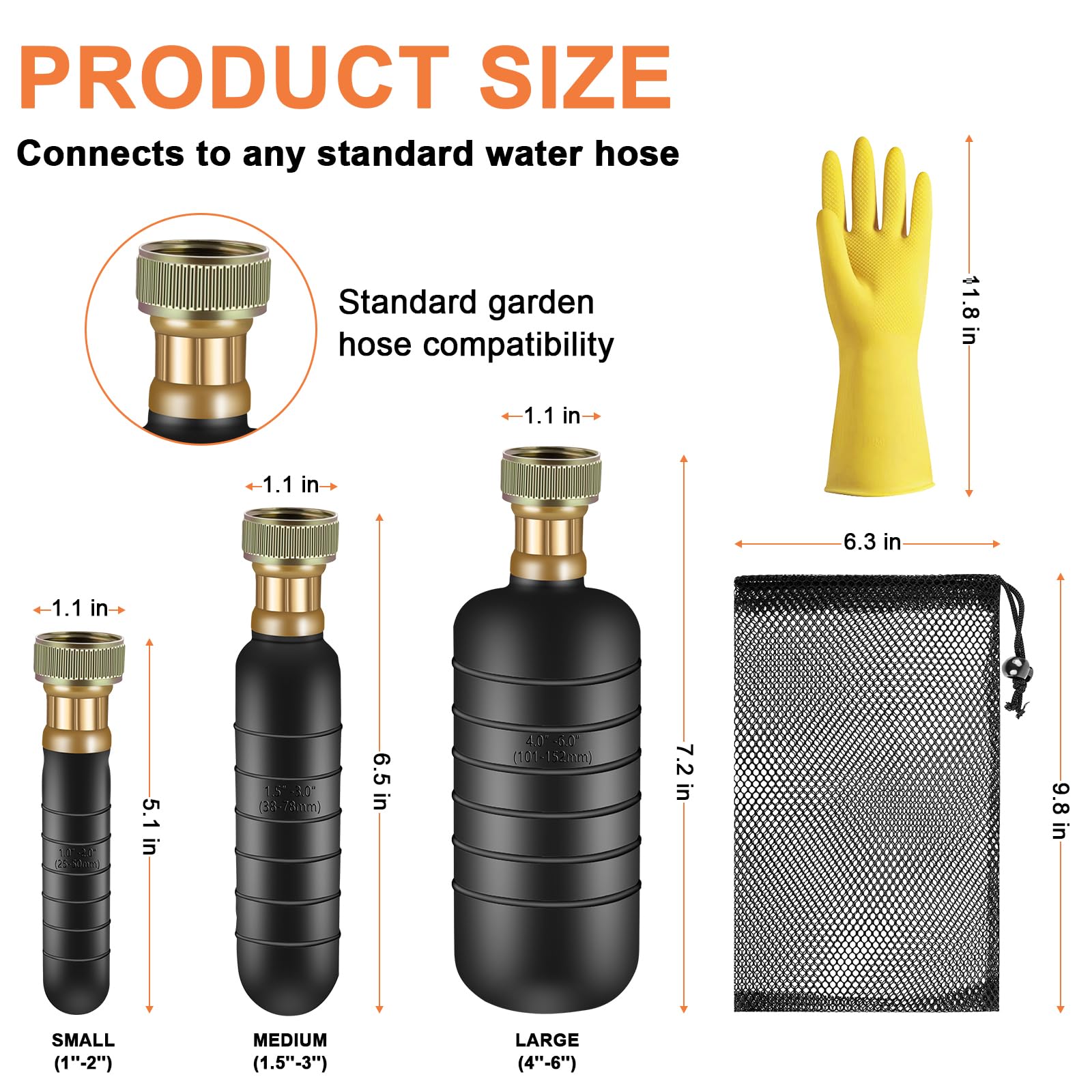 Snapklik.com : 3PCS Drain Bladder Kit,Drain Cleaning Bladder Fits 1 To ...