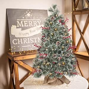 Amazon.com: Mini Tabletop Christmas Tree with Lights, 3ft Small Pre-lit ...