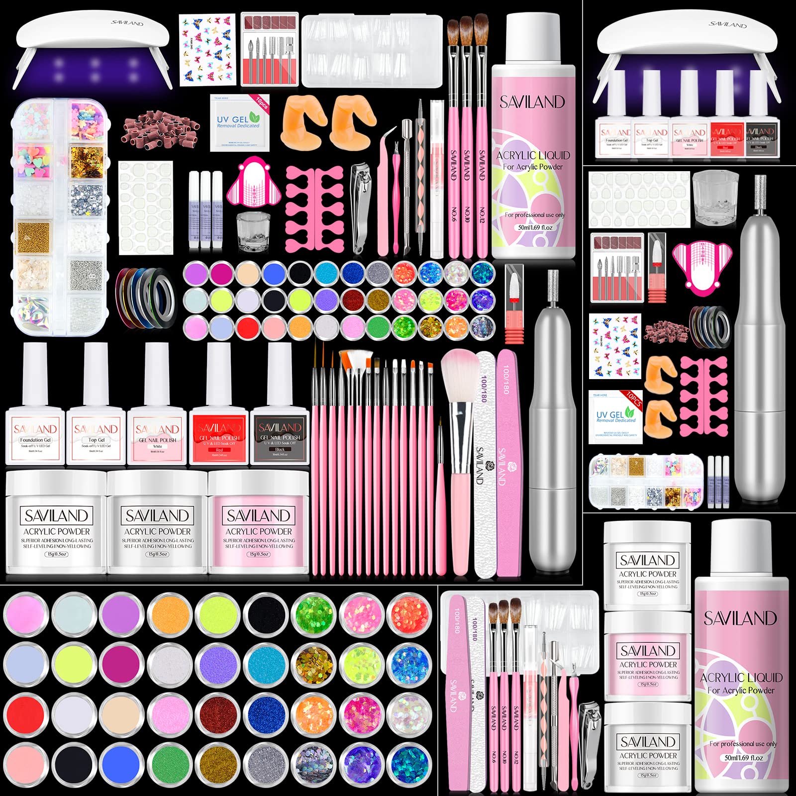 Amazon.com: SAVILAND Acrylic Nail Kit for Beginners: Professional Nail ...