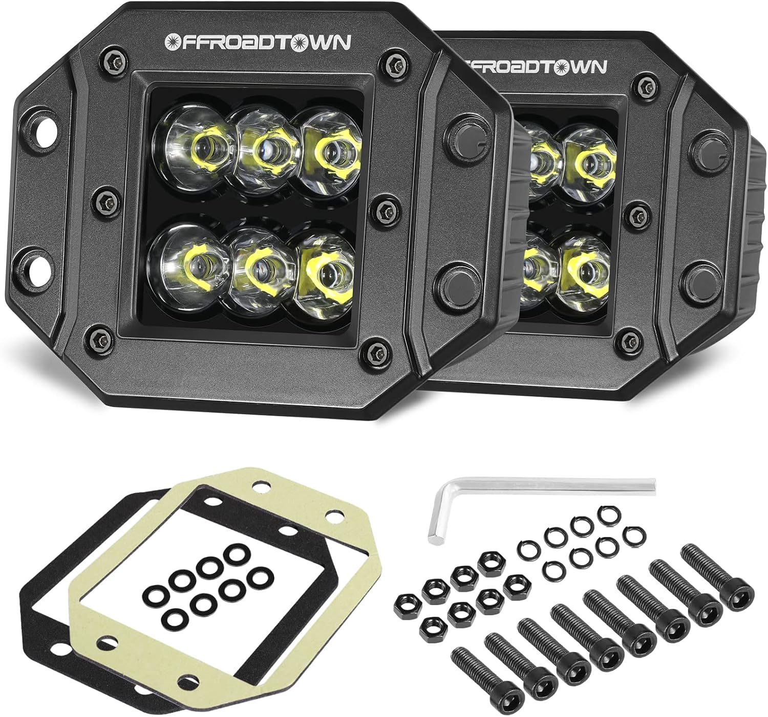 OFFROADTOWN Flush Mount LED Pods, 5'' 120W CREE LED Driving Lights ...