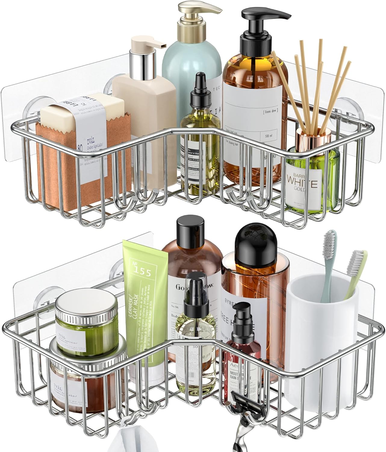 Amazon.com: SMARTAKE Corner Shower Caddy Shower Shelf 2 Pack Adhesive ...