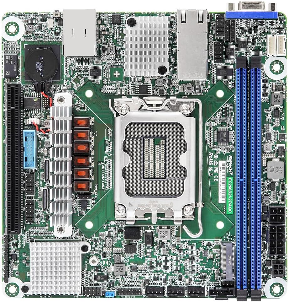Amazon.com: ASRock Rack Server Motherboard EC266D2I-2T/AQC Mini-ITX 2X ...