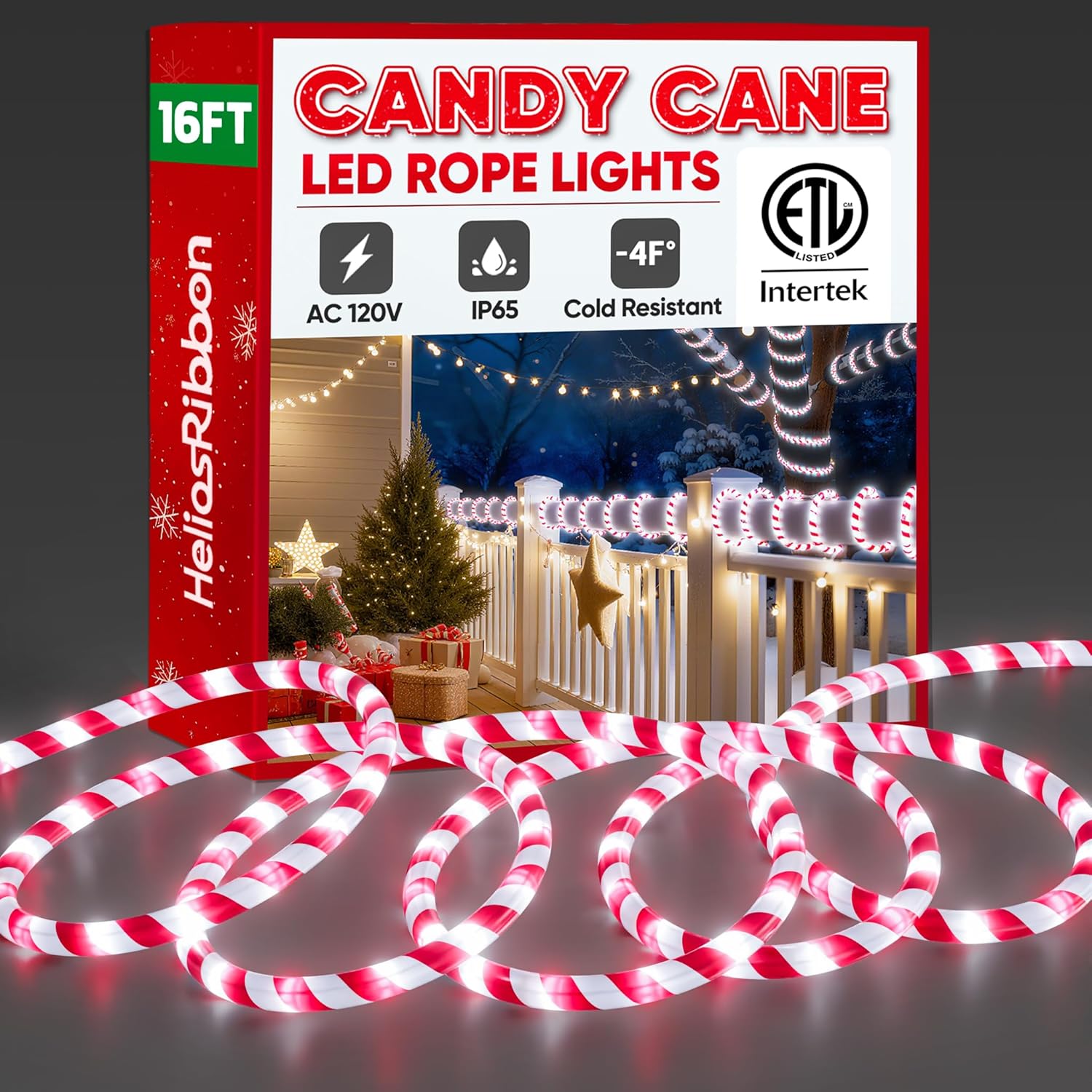 Amazon.com: 16FT Candy Cane Rope Lights, Christmas Led Rope Light ...