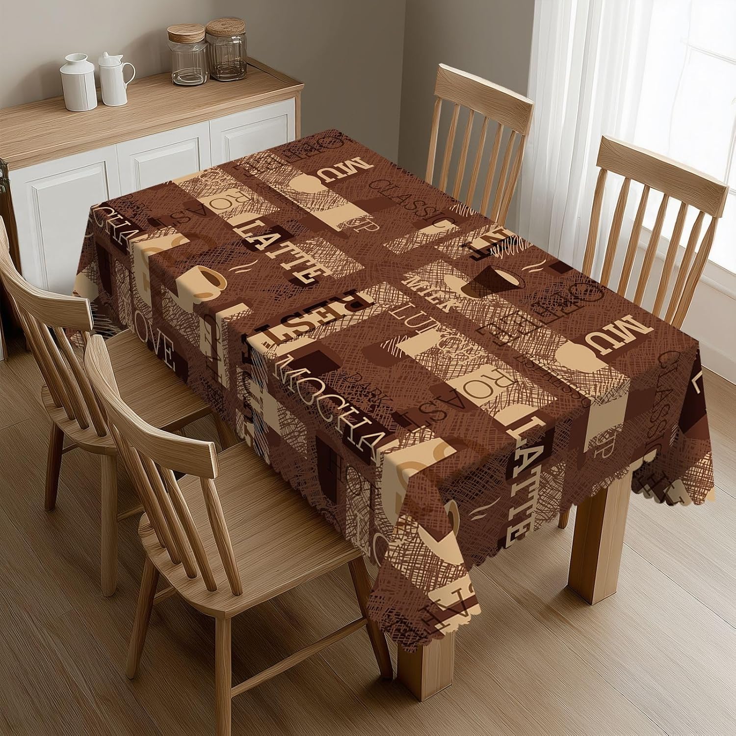 Amazon.com: DRAVVIX Coffee Theme Rectangular Tablecloth, Latte Coffee ...