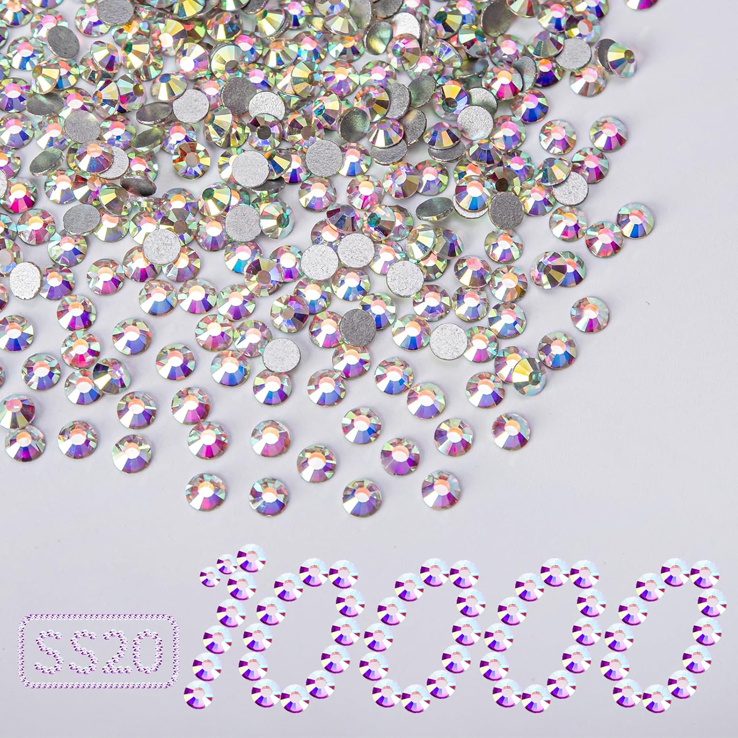 Amazon.com: 10000PCS Crystal AB Rhinestones Bulk, Flat Back Crystal ...
