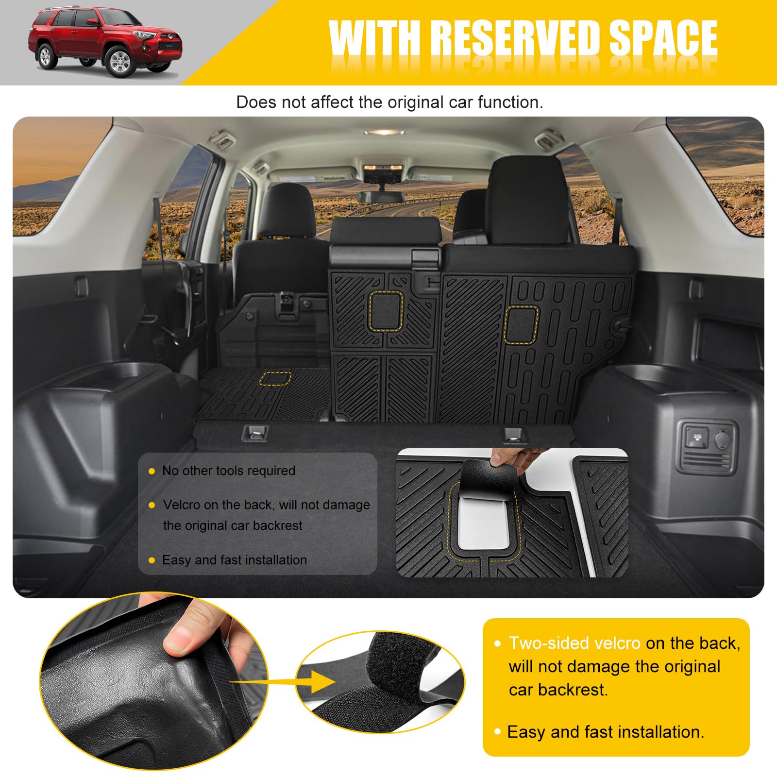 JTYZSM Rear Backrest Mat for 2010-2024 Toyota 4Runner, TPE Seat Back ...