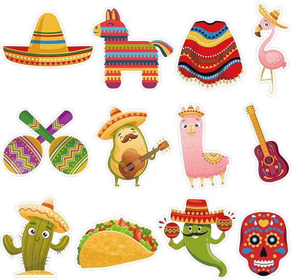 Amazon.com: Lucleag 60PCS Mexican Fiesta Cutouts for Bulletin Board ...