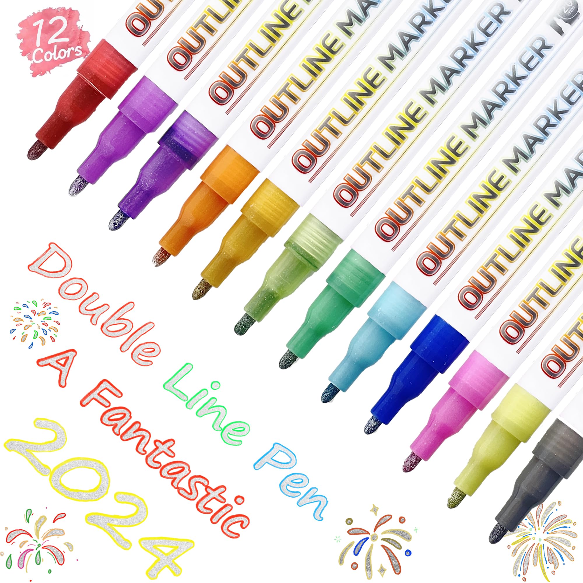 Snapklik.com : Shimmer Markers Set, Double Line Outliner Glitter Marker ...