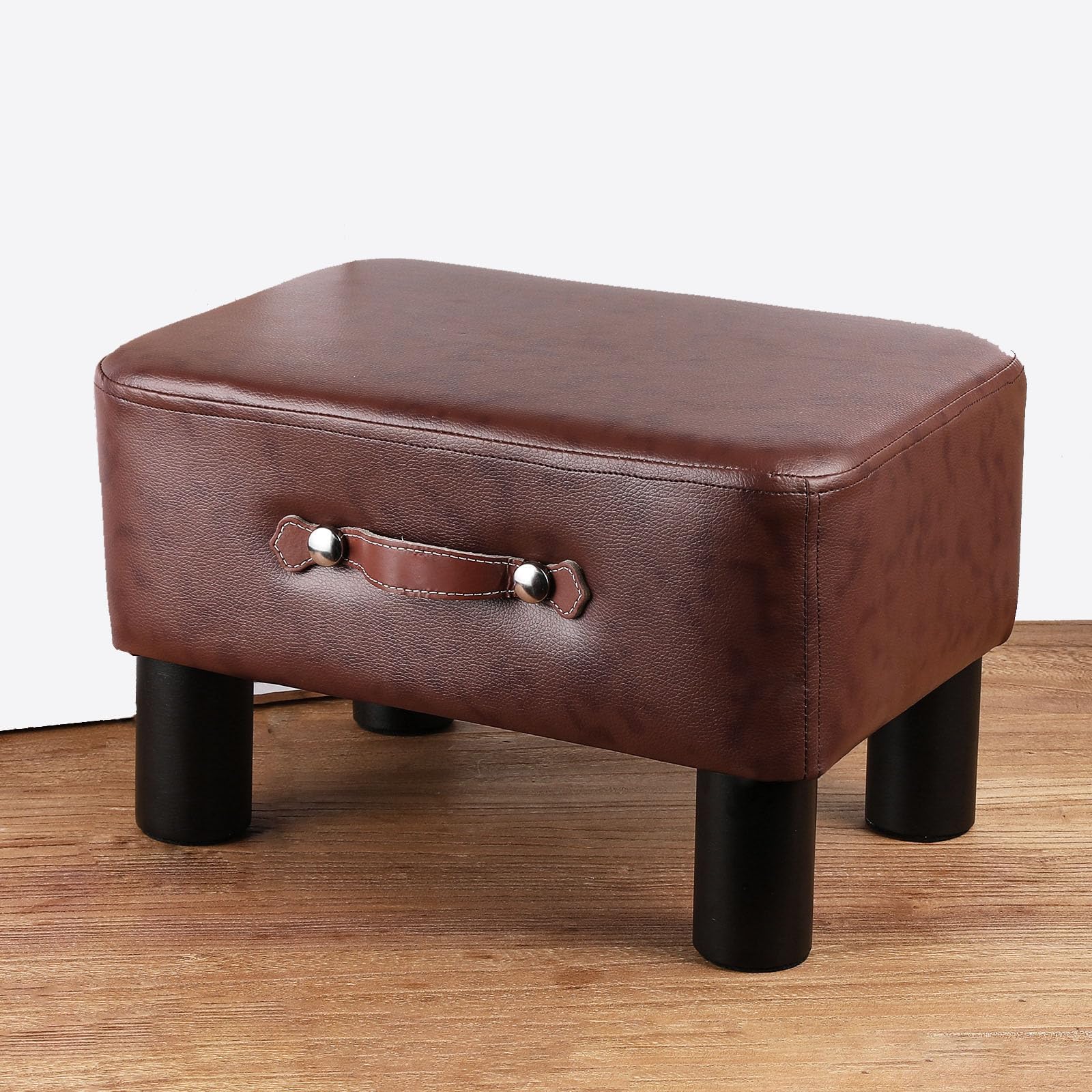 Acrux7 Small Foot Stool Ottoman, 16" Faux Leather Foot Rest with Padded ...
