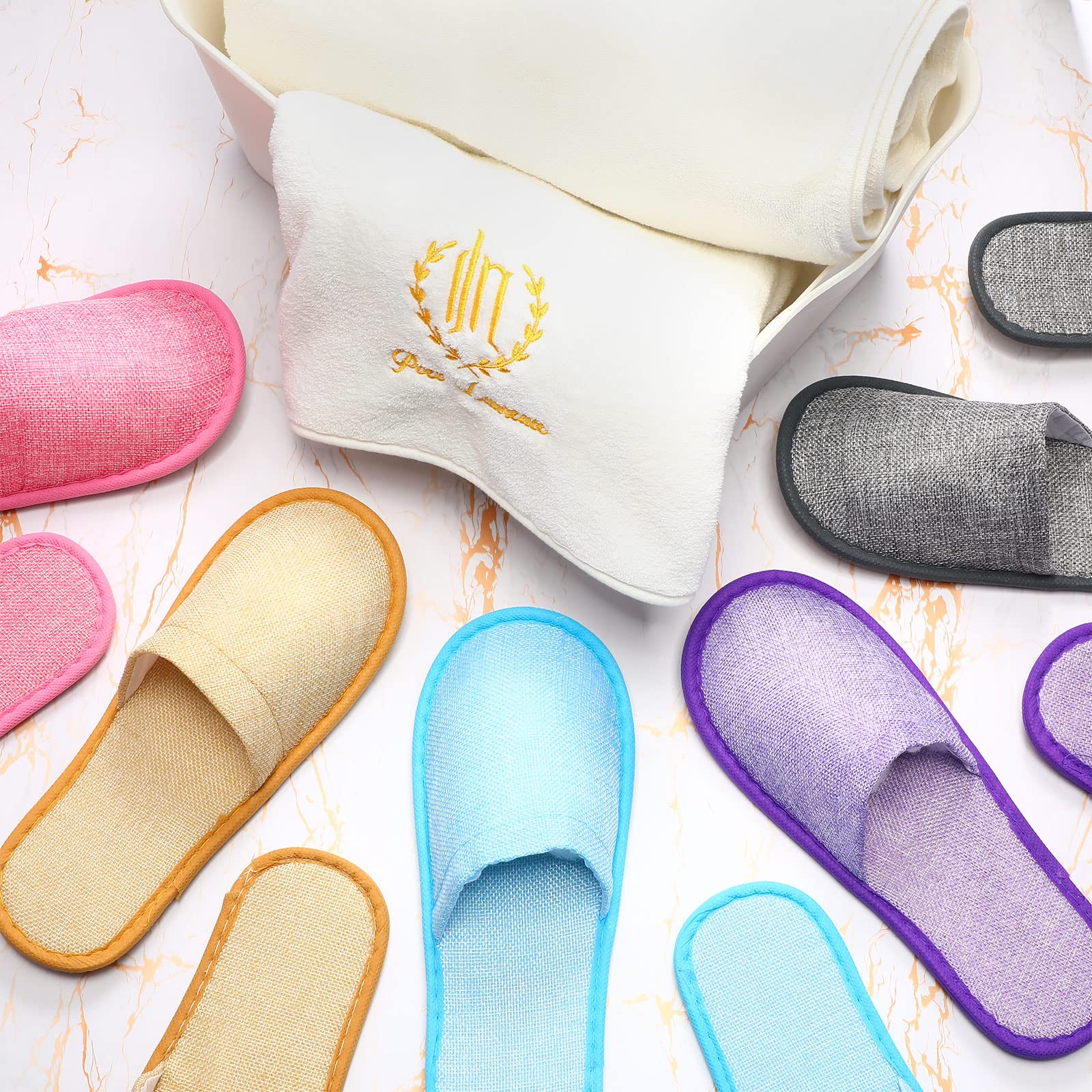 JaGely 40 Pairs Washable Slippers Non Slip Spa Slippers Unisex ...