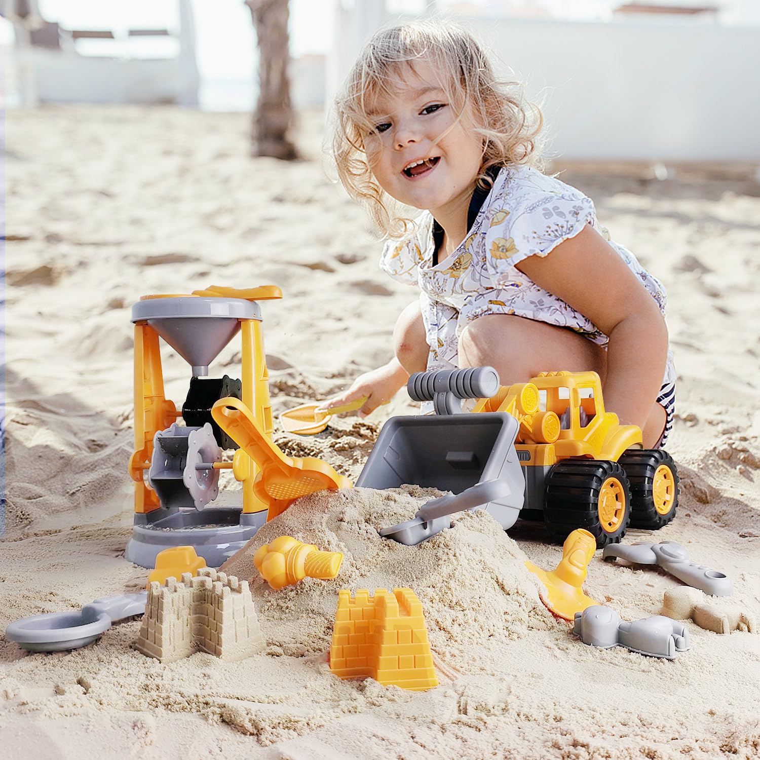 IOKUKI Long Shovel Sand Beach Toys with Big Excavator Toy, Sand Water ...