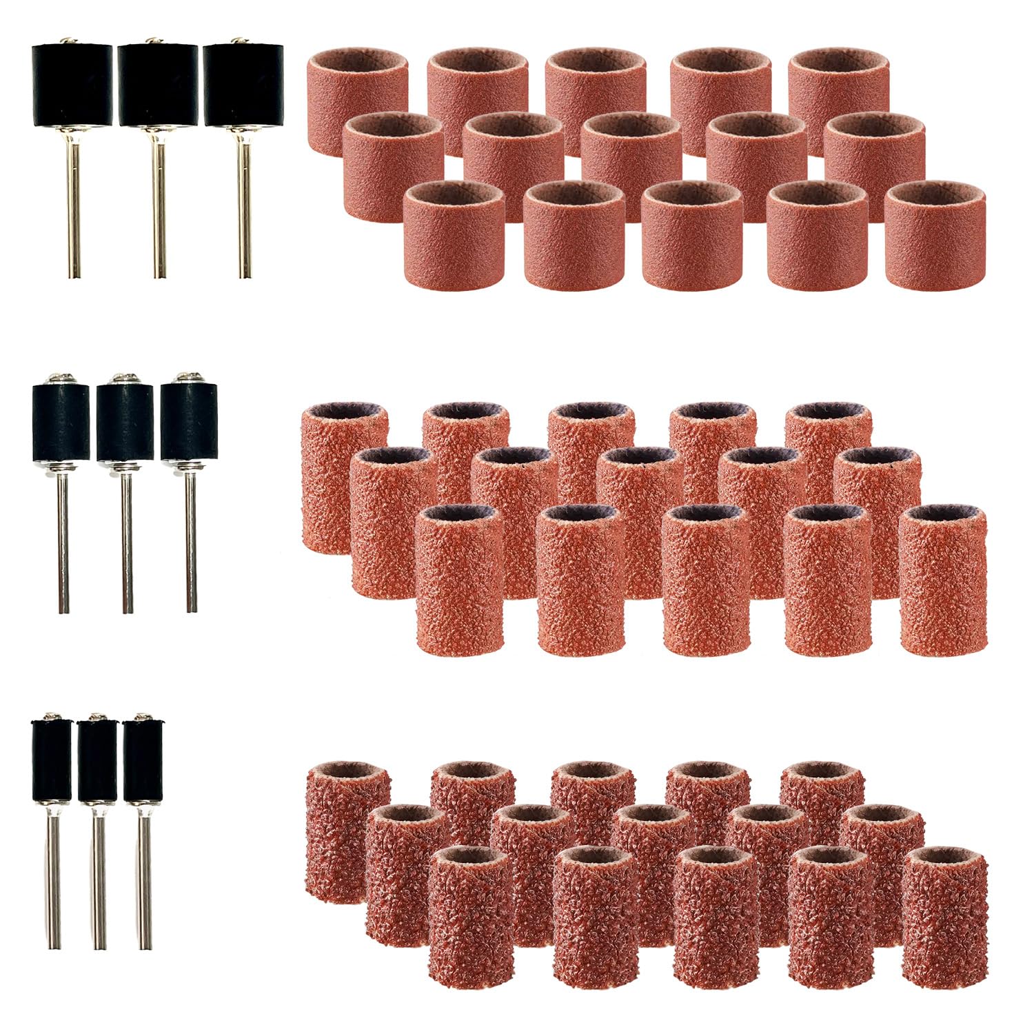 Amazon | shymie サンディング バンド ドラム 研磨 サンドペーパー ルーター ヤスリ 80 120 240 番手 各15個 軸 2.35mm 各3本 | サンダーアクセサリ