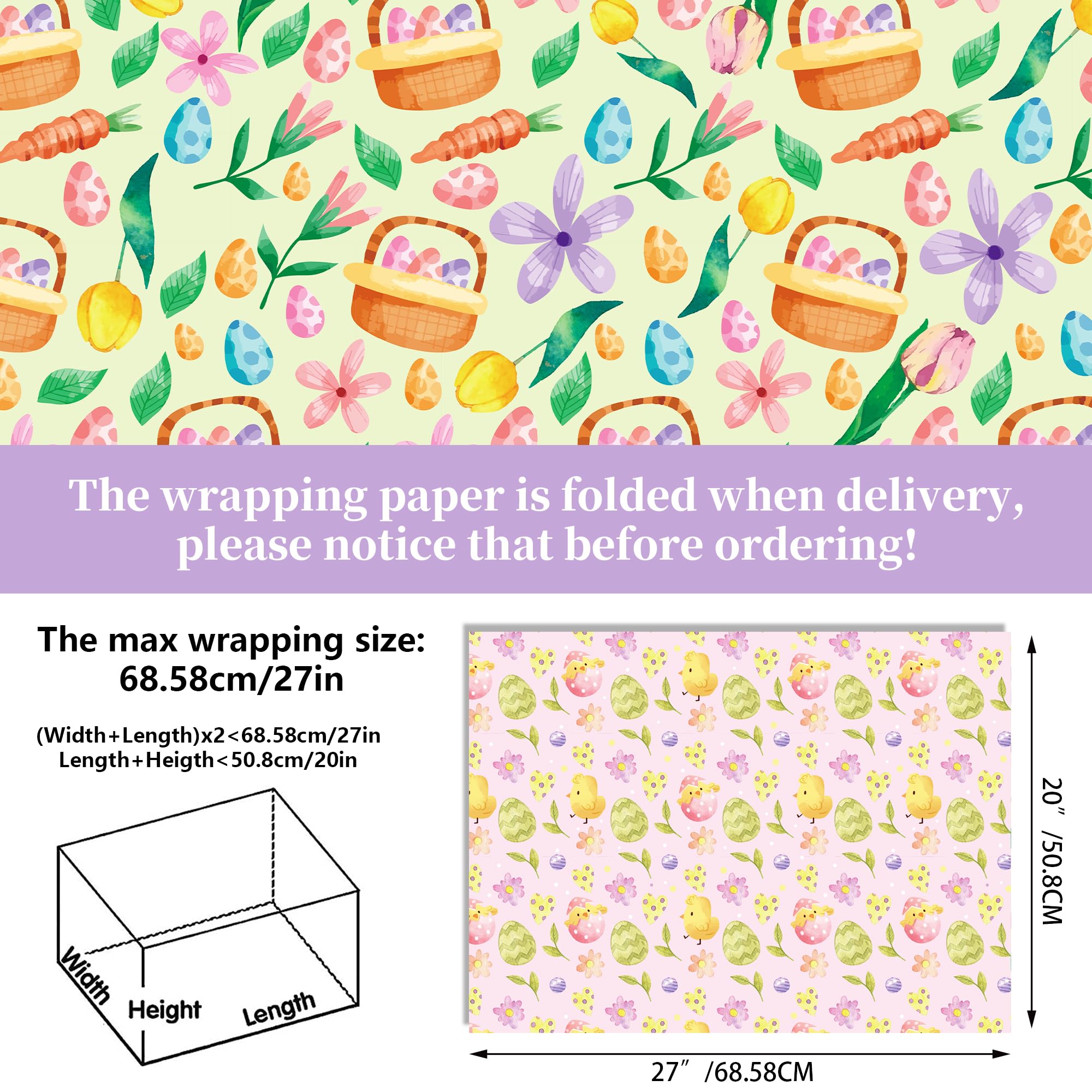 Easter Wrapping 12 Sheets Wrapping Paper, 20x27in School Opening Gift ...