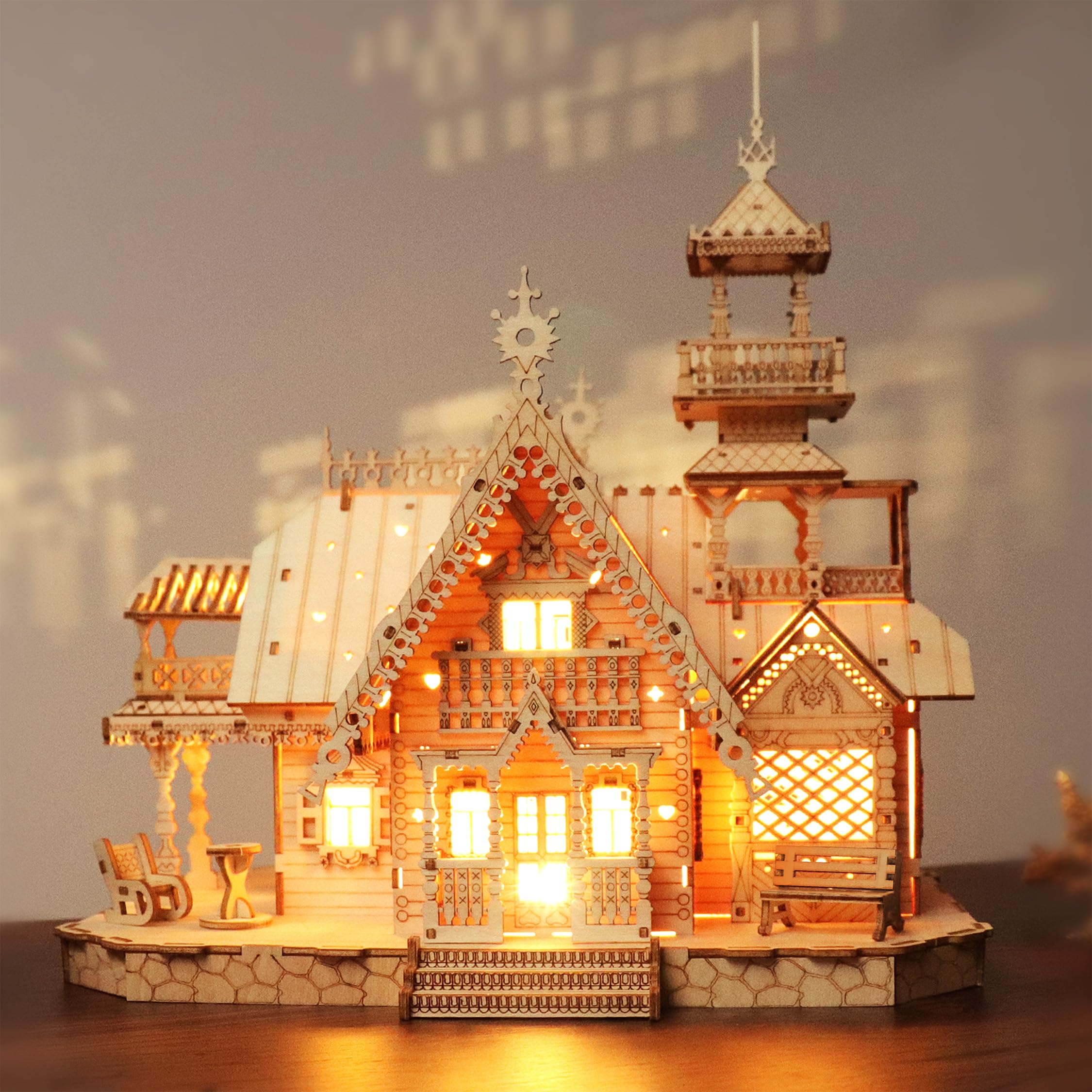 Amazon.com: KWASVLYA Vintage Villa 3D Wooden Puzzle,Building Kits for ...