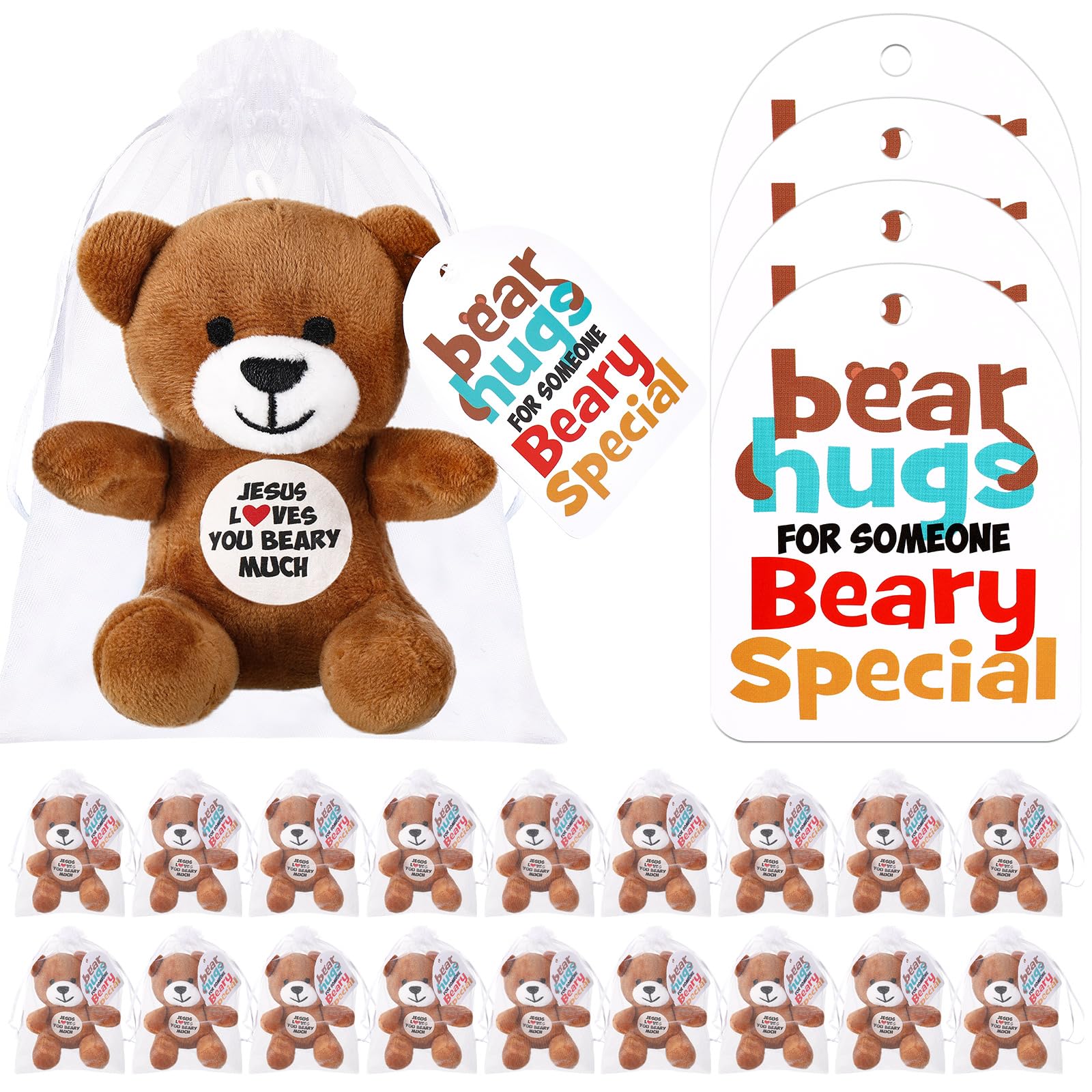 Amazon.com: Silipull 12 Pcs Jesus Loves You Beary Much Stuffed Bears ...