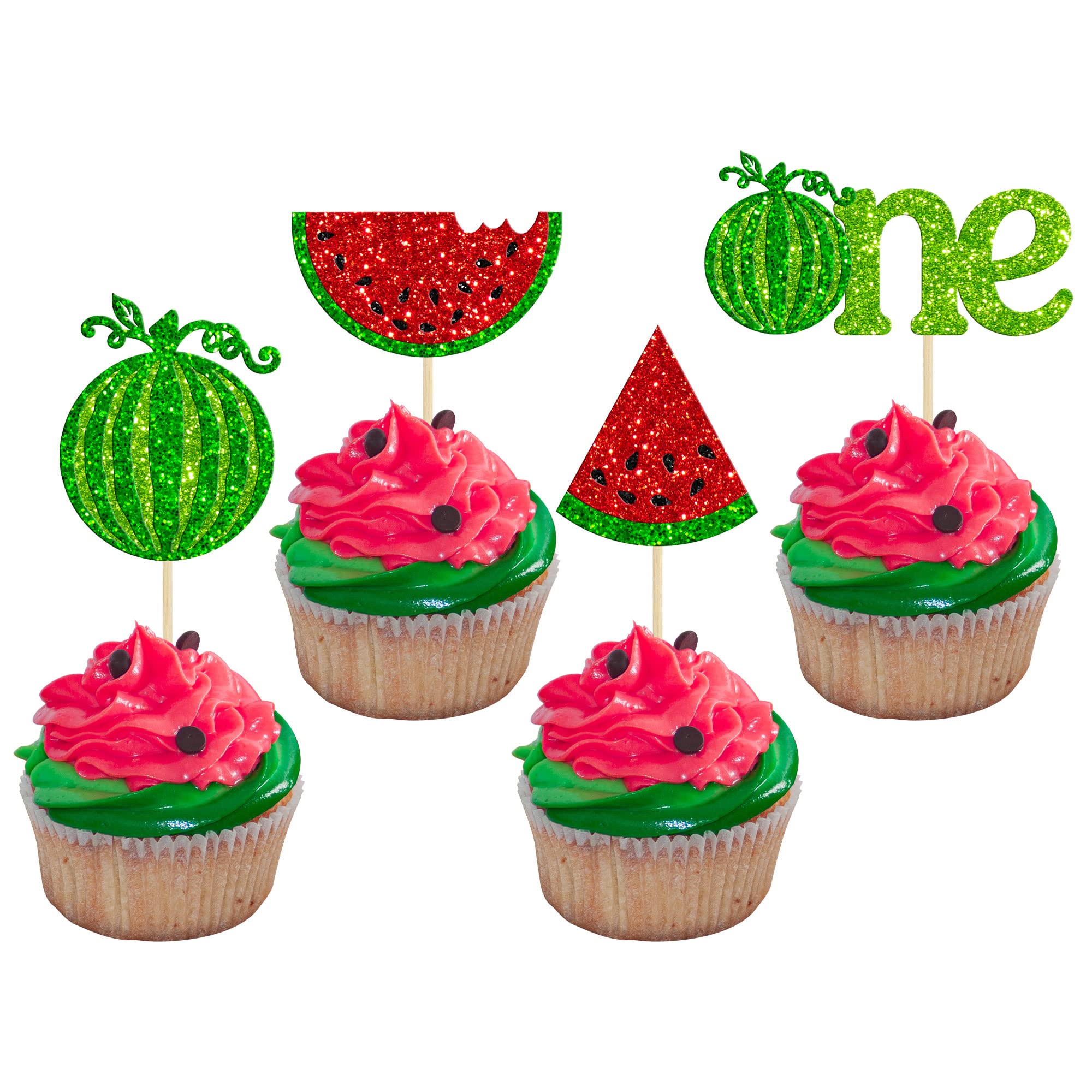24Pcs Watermelon Cupcake Toppers One in a Melon Cupcake Picks ...
