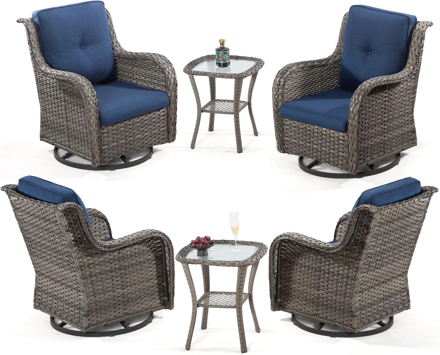 Amazon.com: Joyside Outdoor Swivel Rocker Patio Chairs Set of 4 with 2 ...