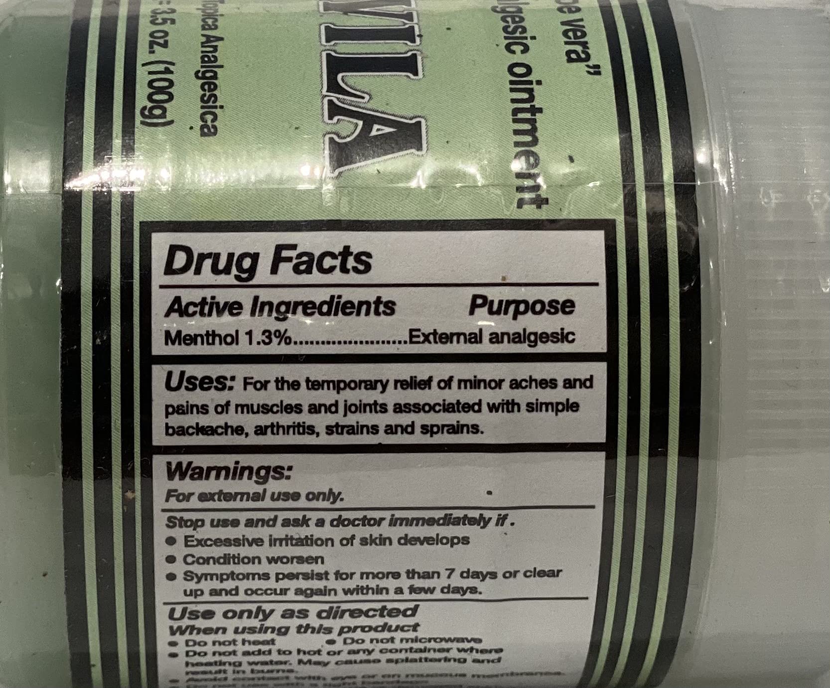Snapklik.com : Aloe Vera Topical Analgesic Ointment Savila Pomada 3.5 Oz.