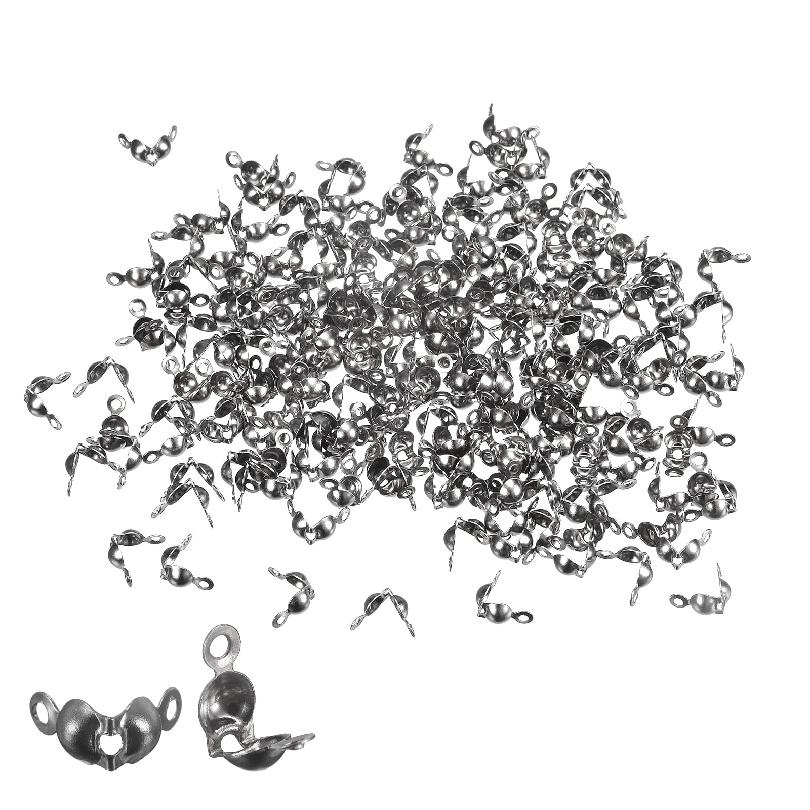 Amazon.com: uxcell 200Pcs Open Bead Tips Knot Covers, 1.3mm Metal ...