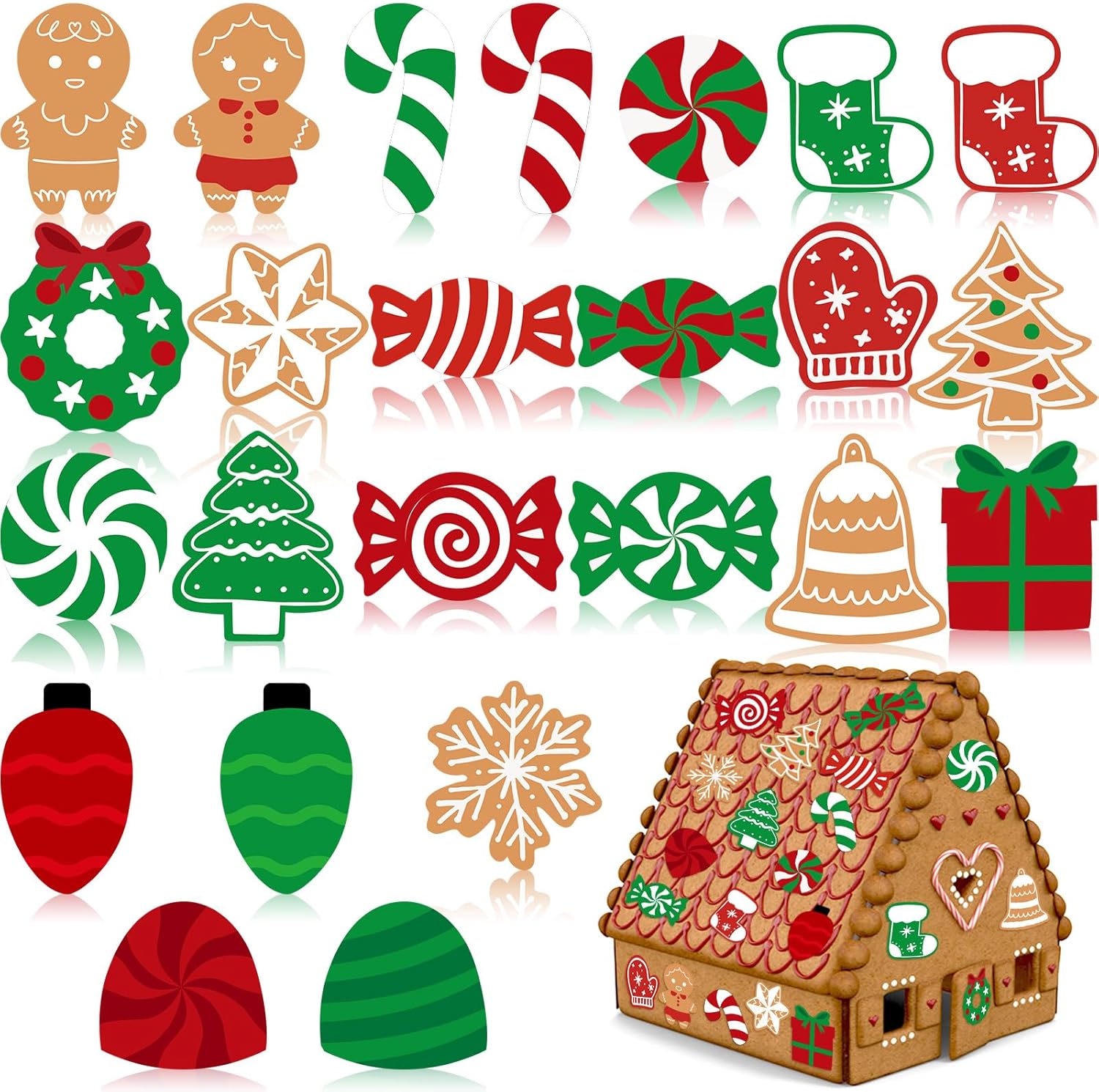 Amazon.com: Fullhawl 360 Pcs Christmas Gingerbread House Stickers Xmas ...