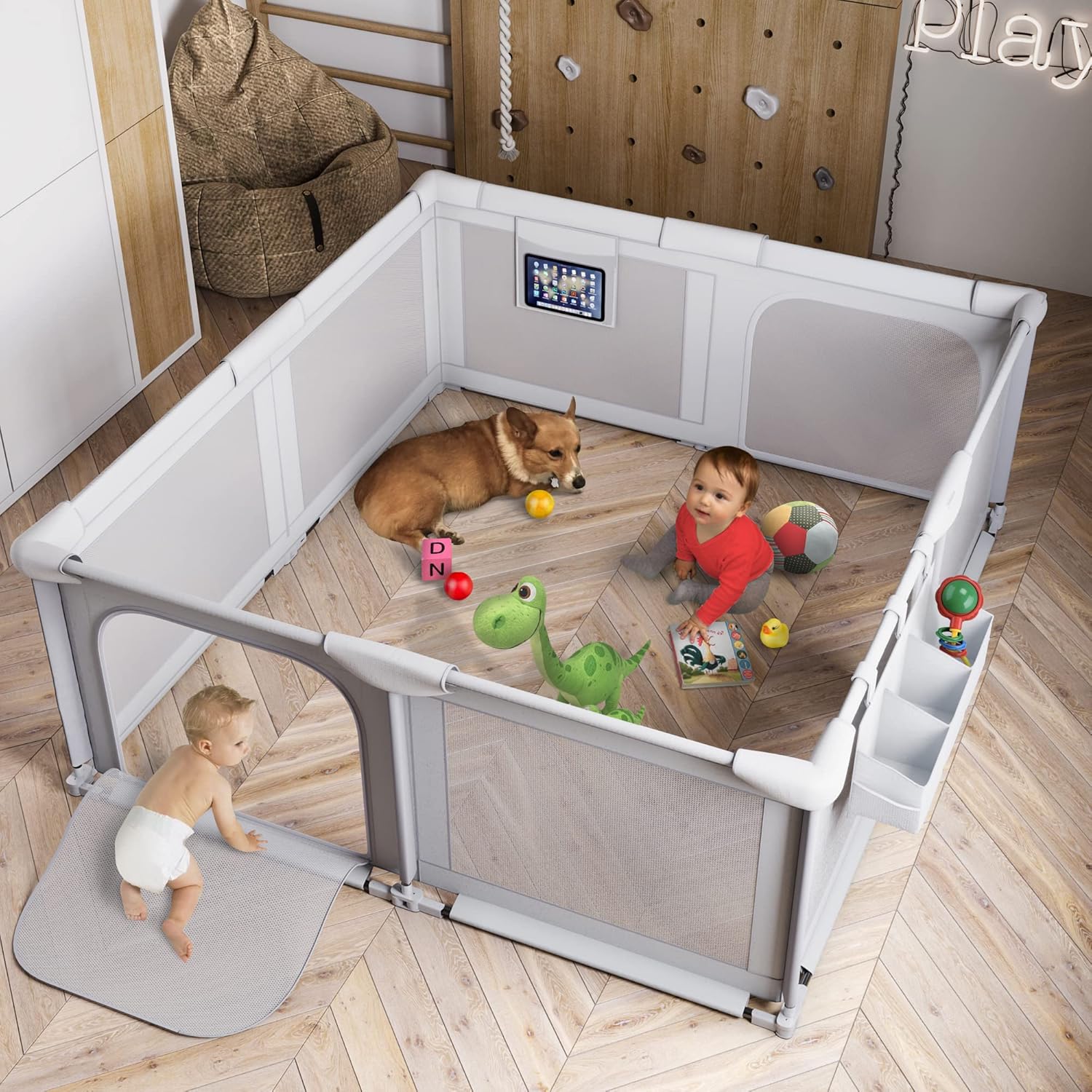 Amazon.com : Large Baby Playpen (Without Mat), Foldable Playpen for ...