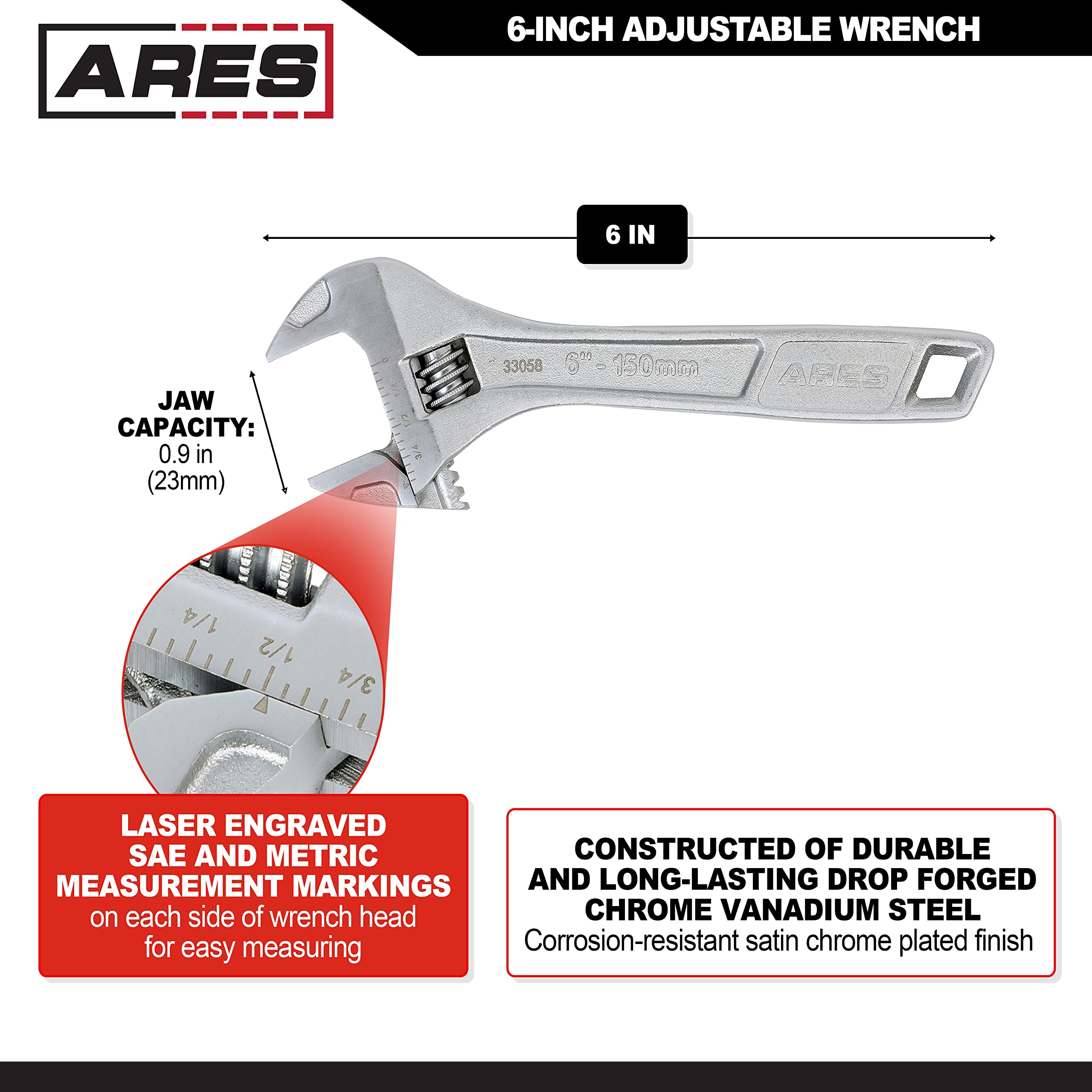 Snapklik.com : 33058 6-Inch Adjustable Wrench Drop Forged Chrome ...