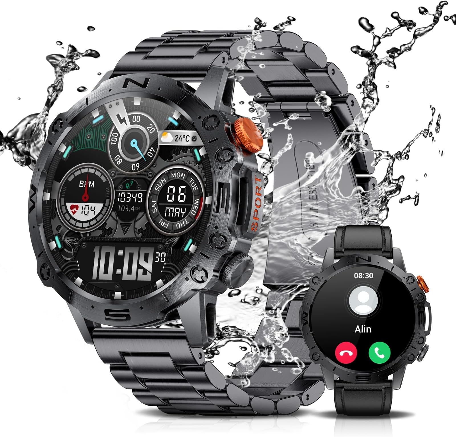 LIGE Reloj Inteligente Hombre con Llamadas Bluetooth,1.43" AMOLED ...