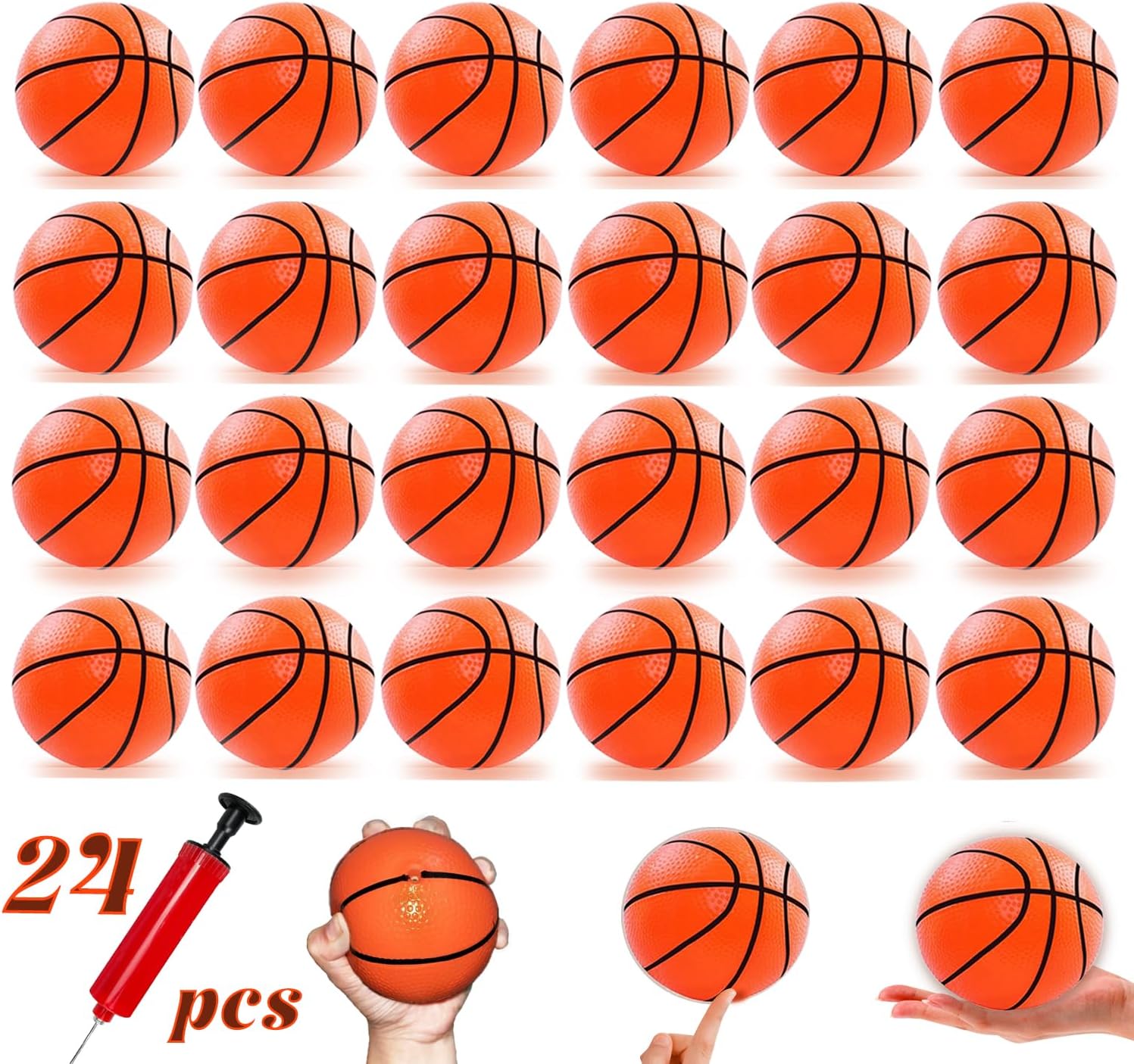 Amazon.com: Hymaz 24 Pack 4 inch Mini Basketball Ball, Small Basketball with Pump for Kids ...