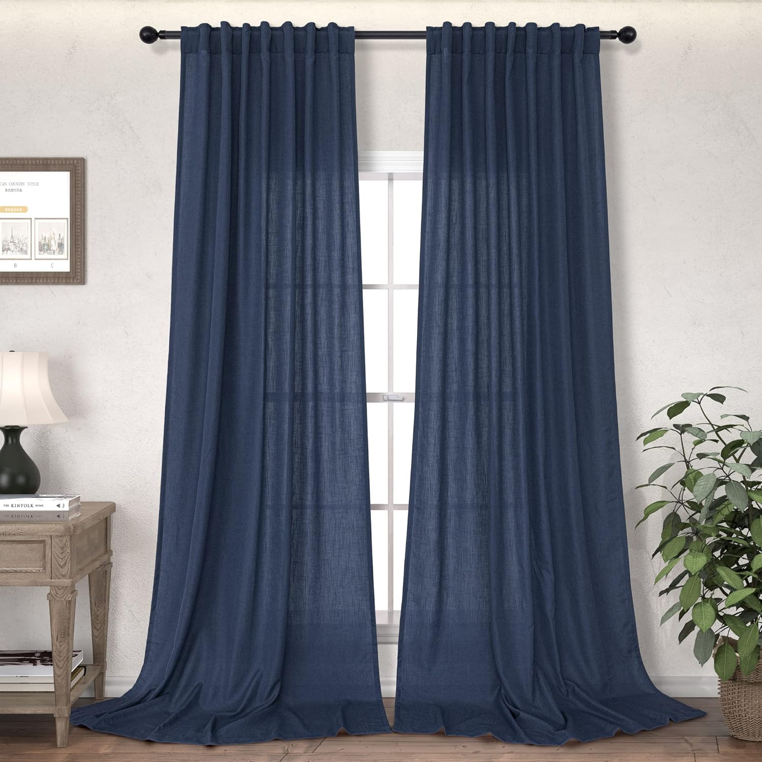 Amazon.com: Navy Blue Curtains 96 Inches Long for Living Room Dining 2 ...