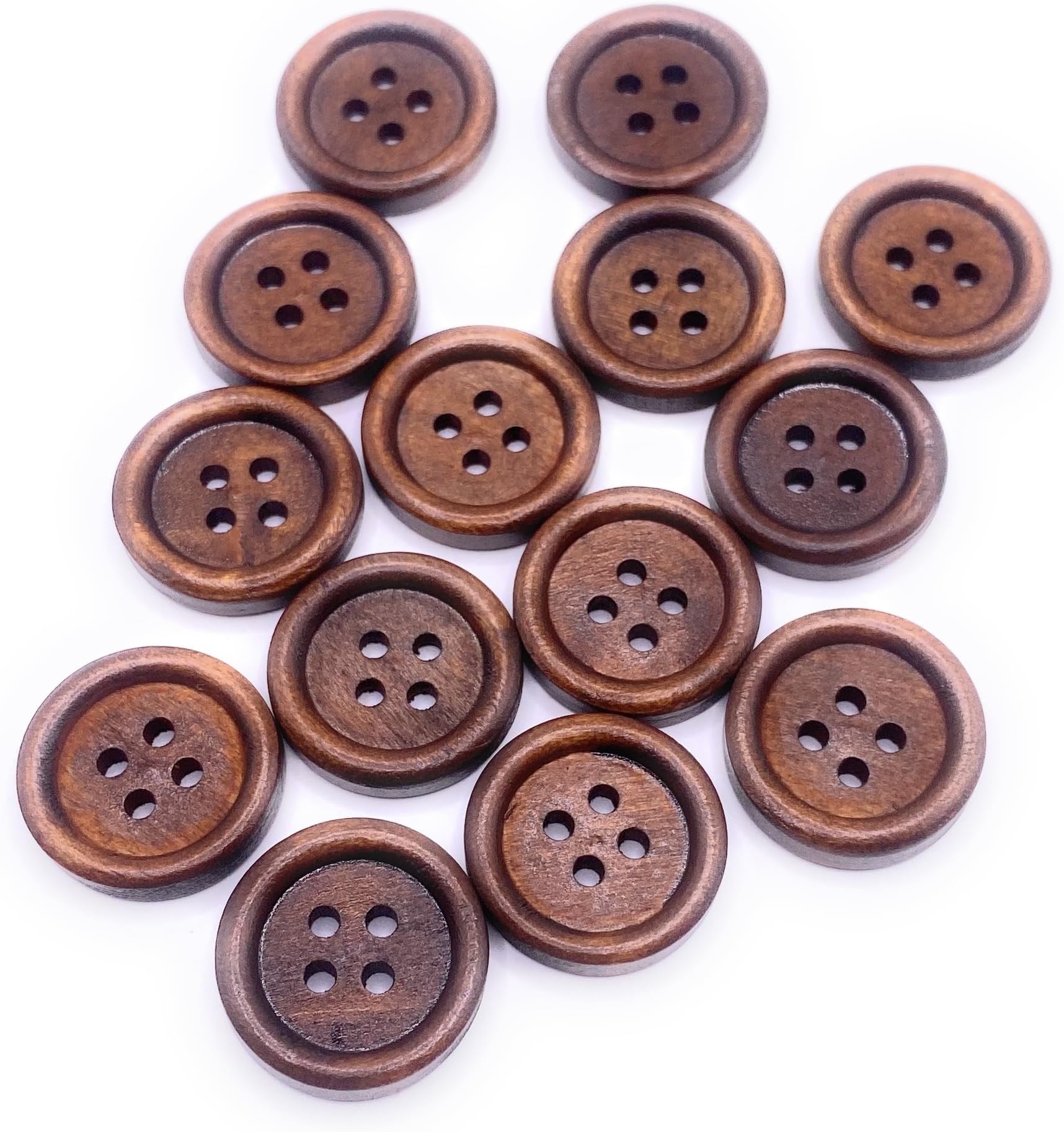 KnitForLess 20mm Brown Wooden Buttons 4 Hole Round Rim Cardigans ...