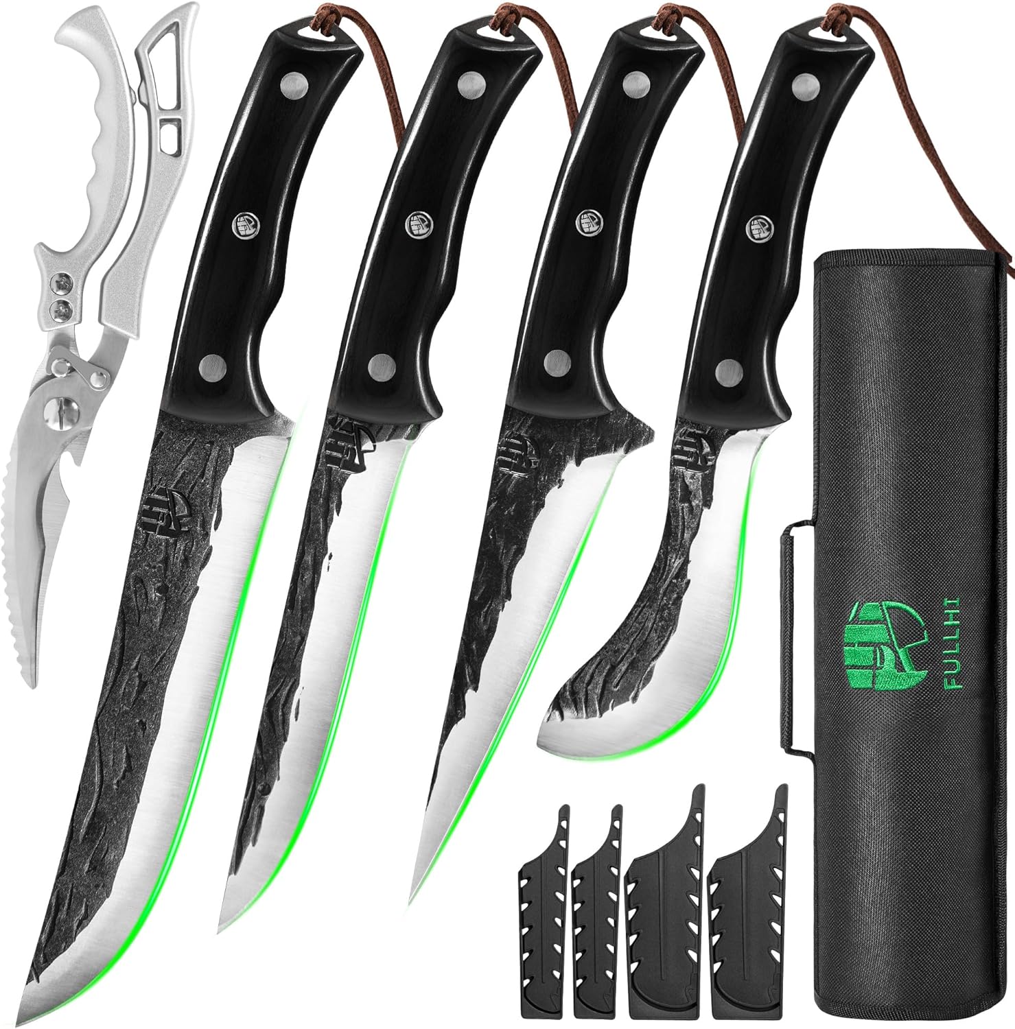 Amazon.com: FULLHI Butcher Boning Knife, Flexible Blade,woodhandle 9pcs ...