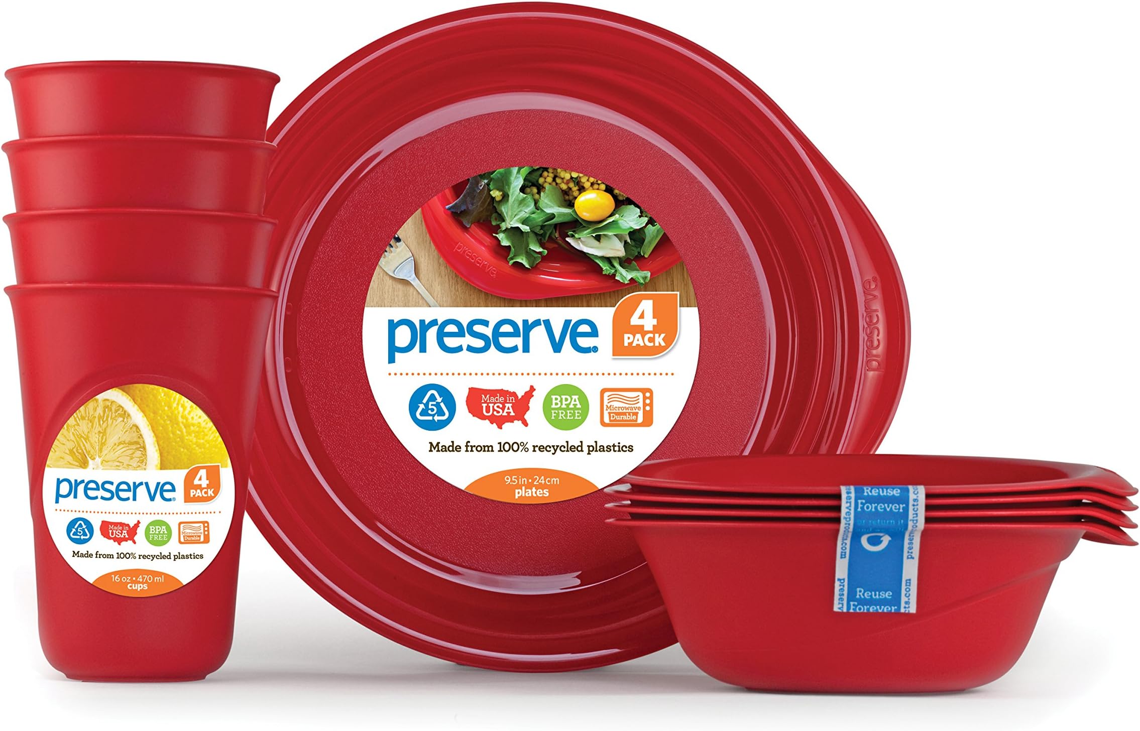 Amazon.com: Preserve Reusable BPA Free Everyday Tableware Set Made from ...