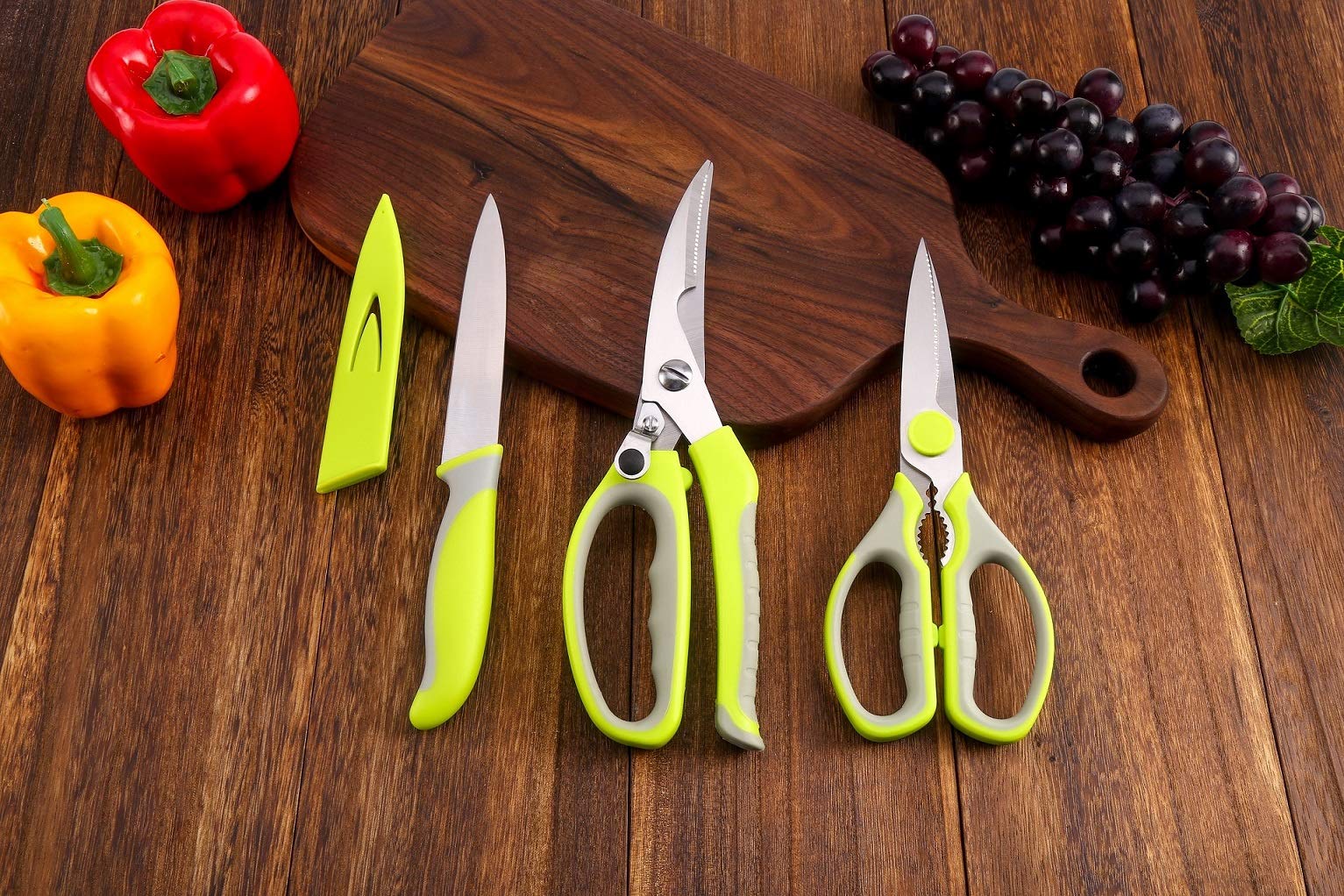 Kitchen Scissors 3-Piece Set WELLSTAR, Spring Loaded Poultry Shears ...