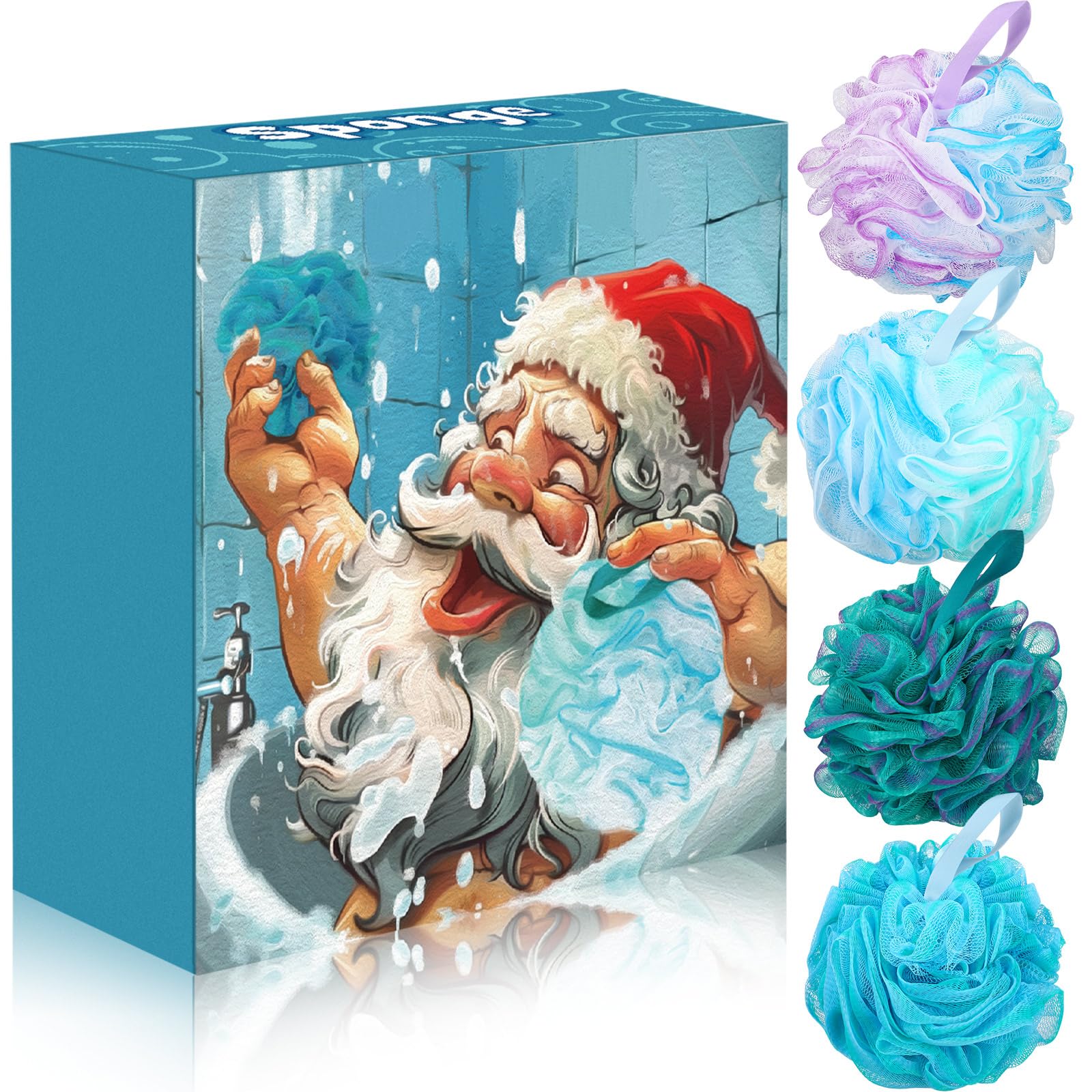 Amazon.com: Pickmesh 4 Pcs Christmas Stocking Stuffers Bath Loofah ...