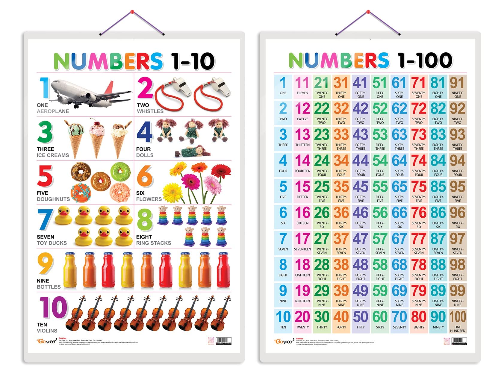 Buy Set of 2 Numbers 1-10 and Numbers 1-100 Early Learning Educational ...