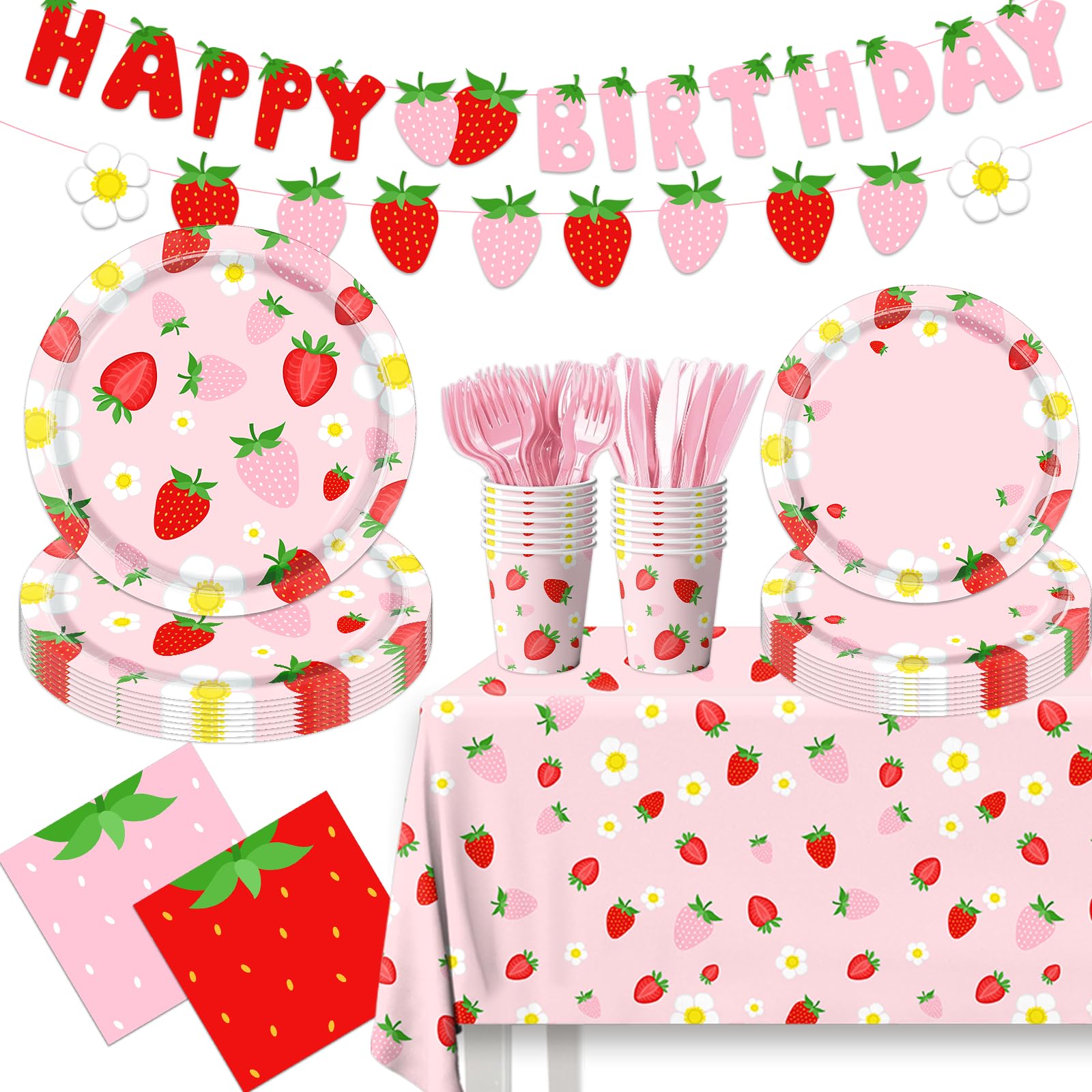 Amazon.com: Strawberry Party Supplies Strawberry Theme Birthday Party ...