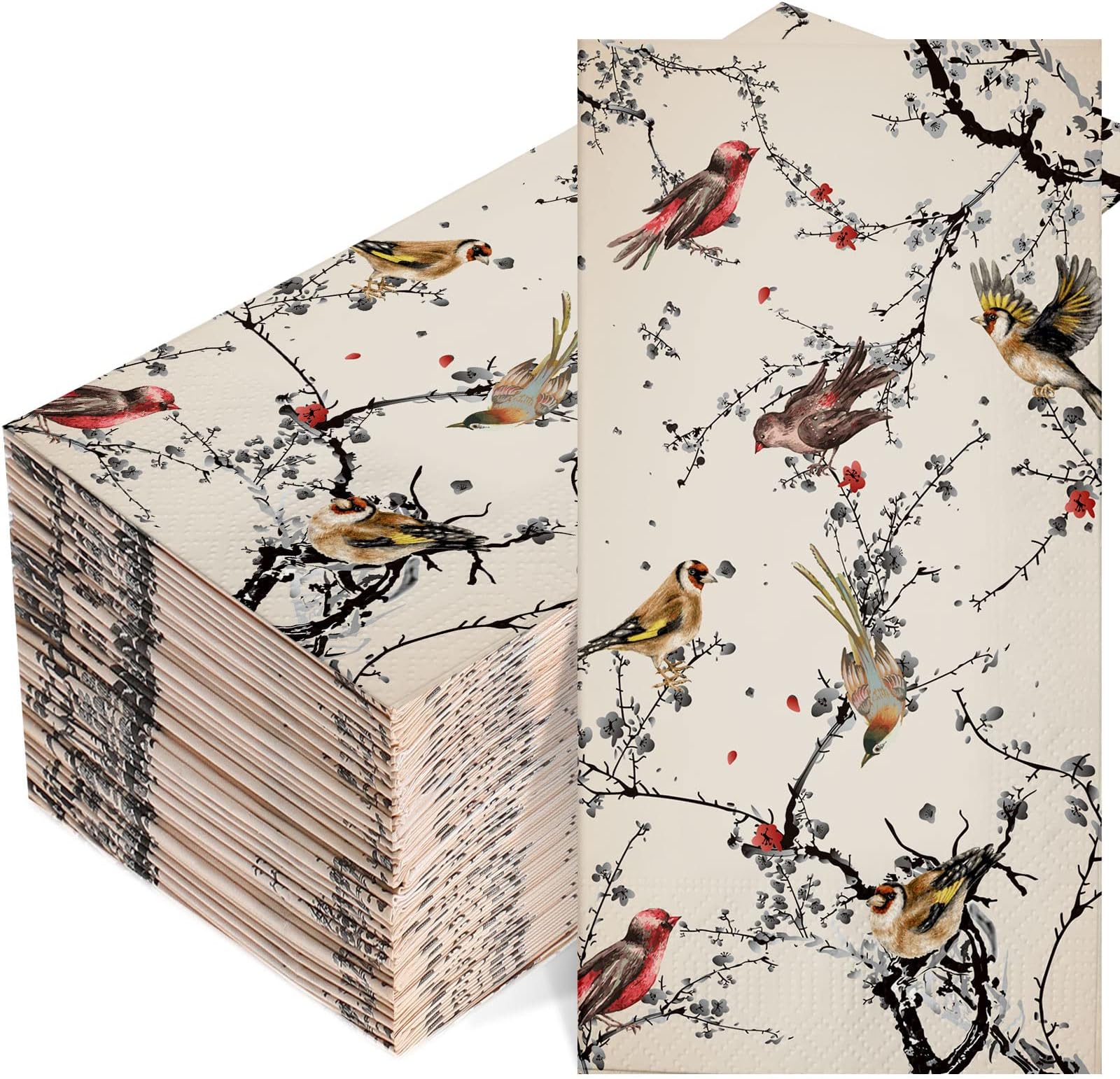 Amazon.com: Pajean 120 Pieces Bird Guest Napkins 3 Ply Birds Paper Hand ...