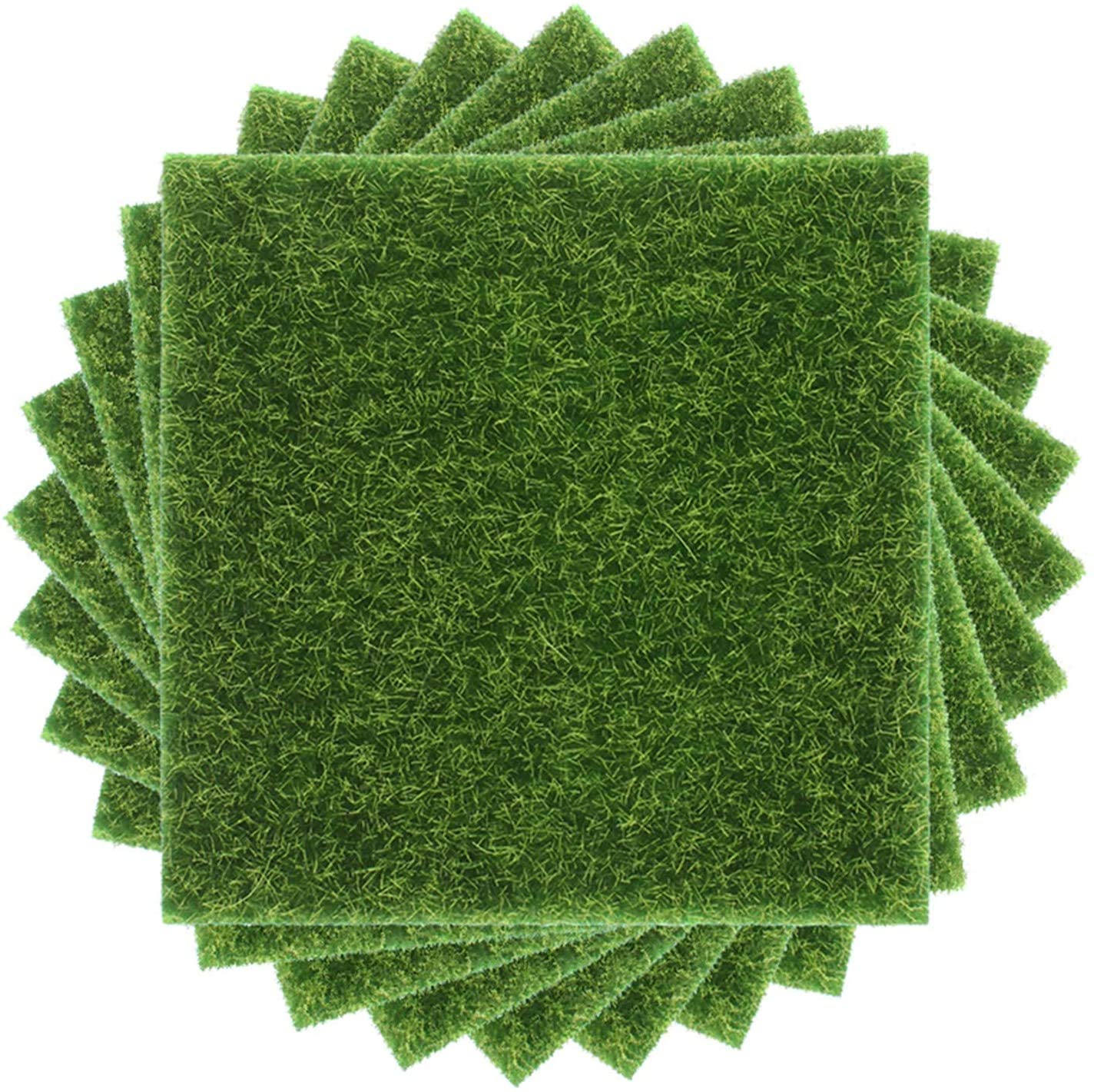 8 Pcs Artificial Garden Grass, Green Artificial Grass Turf Synthetic ...