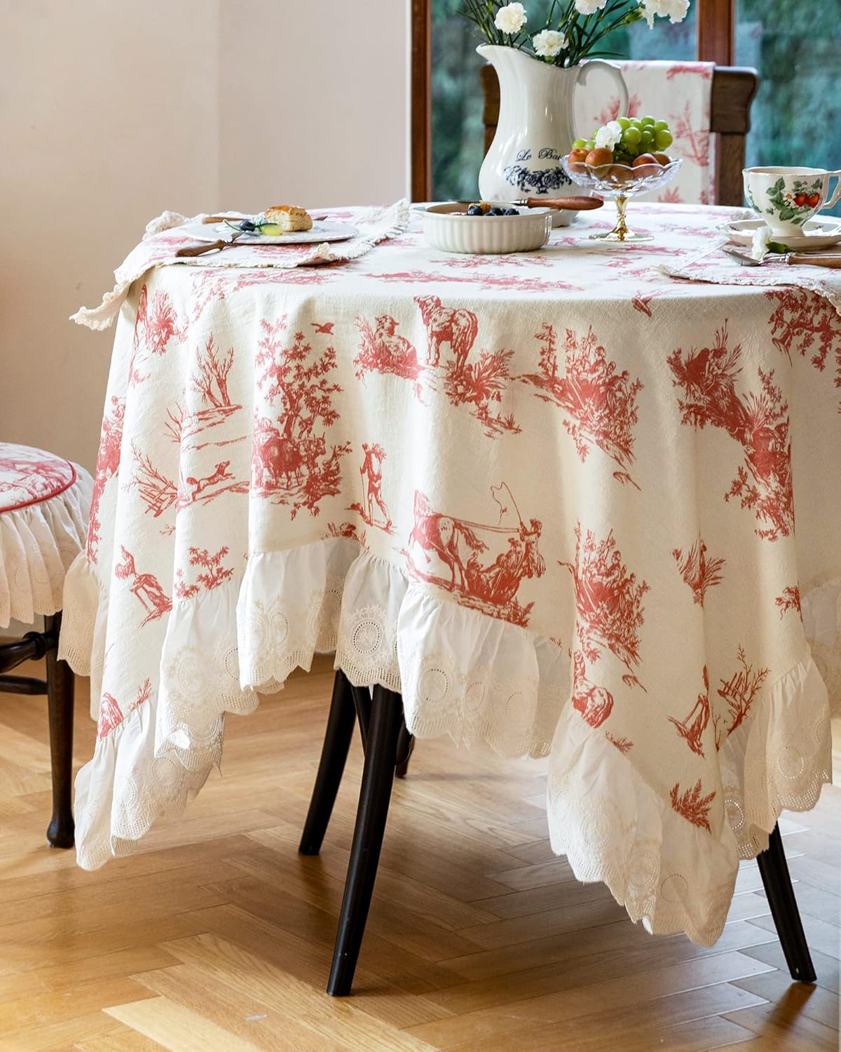 Amazon.com: French Style Tablecloth Rectangular Elegant Red Floral ...