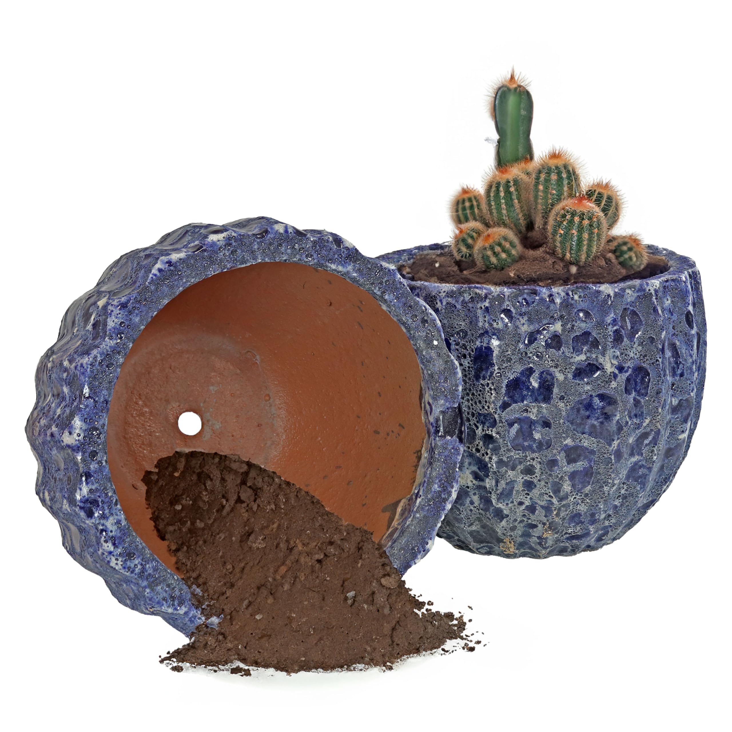 Amazon.com: Sunnydaze 10" Fluted Lava Finish Ceramic Plant Pot ...