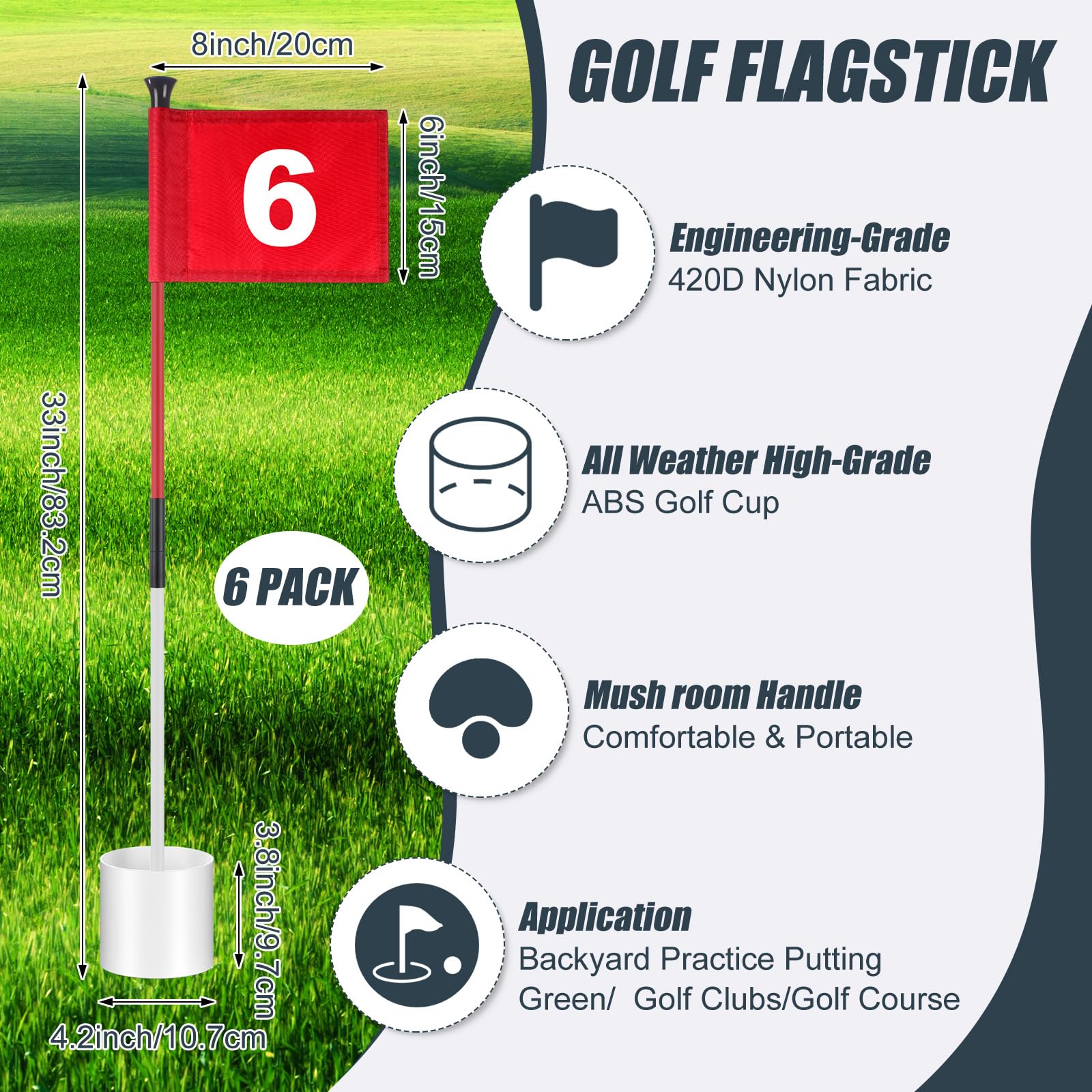 Snapklik.com : Lenwen 6 Sets Golf Pin Flag Hole Cup Set Practice ...