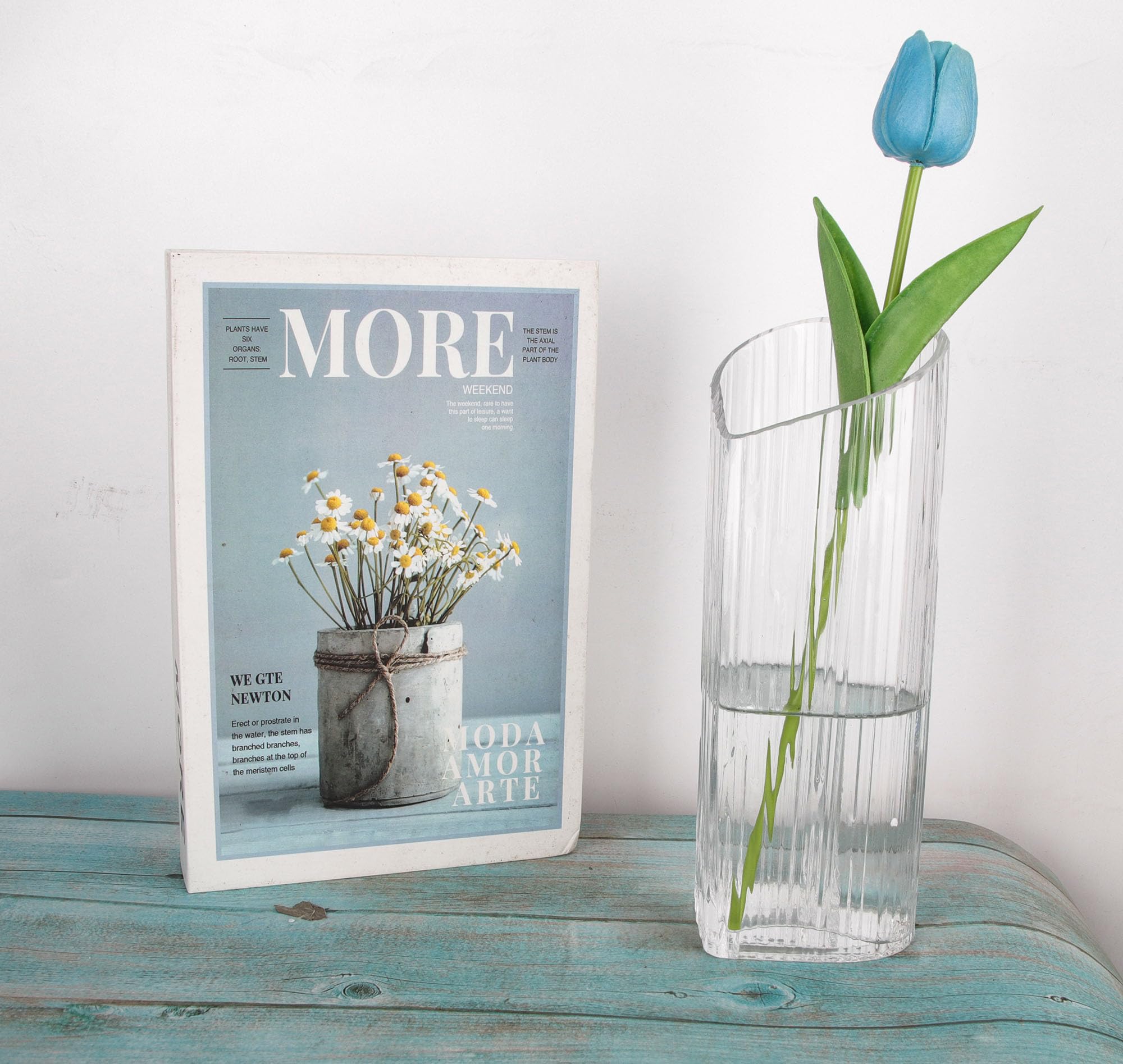 4 PACK BUNDLE OF NON REFUNDABLE 8.7IN Ribbed Glass Vase, Fluted Glass ...