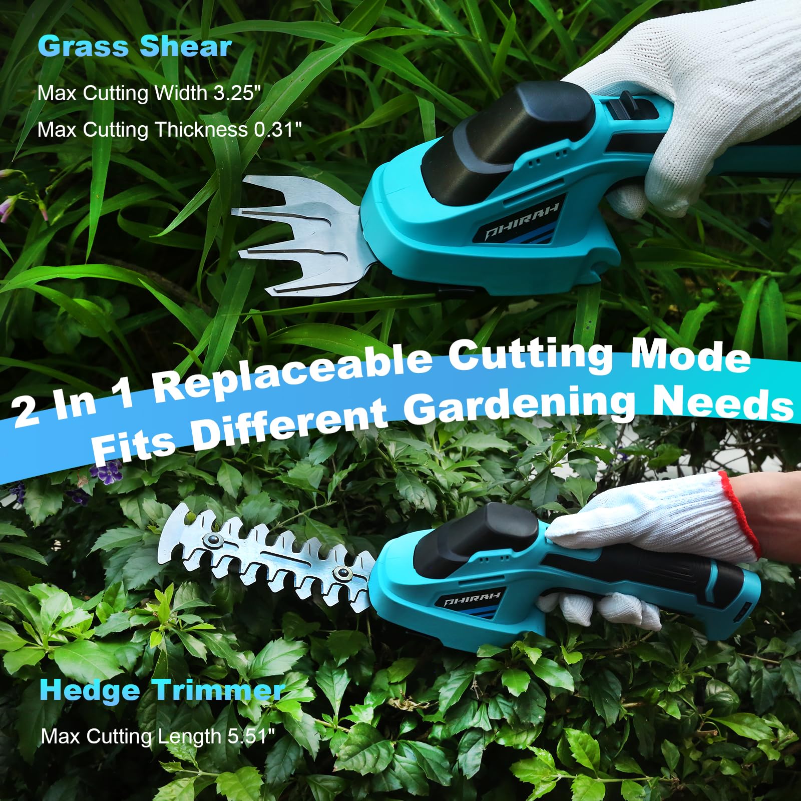 Snapklik.com : Cordless Grass Shear & Hedge Trimmer, 2 In 1 Electric ...